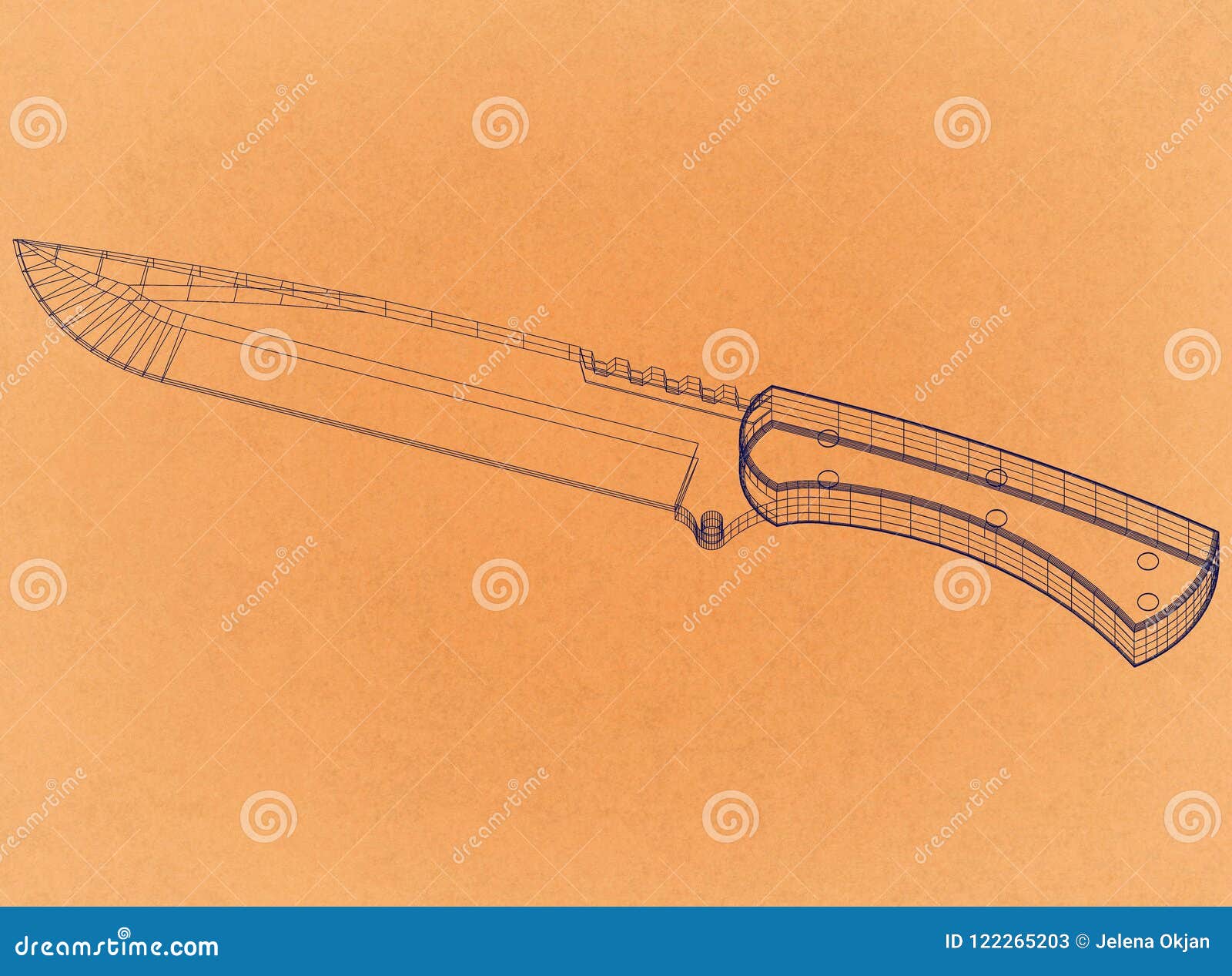 Knife - Retro Architect Blueprint Stock Image - Image of blueprint ...