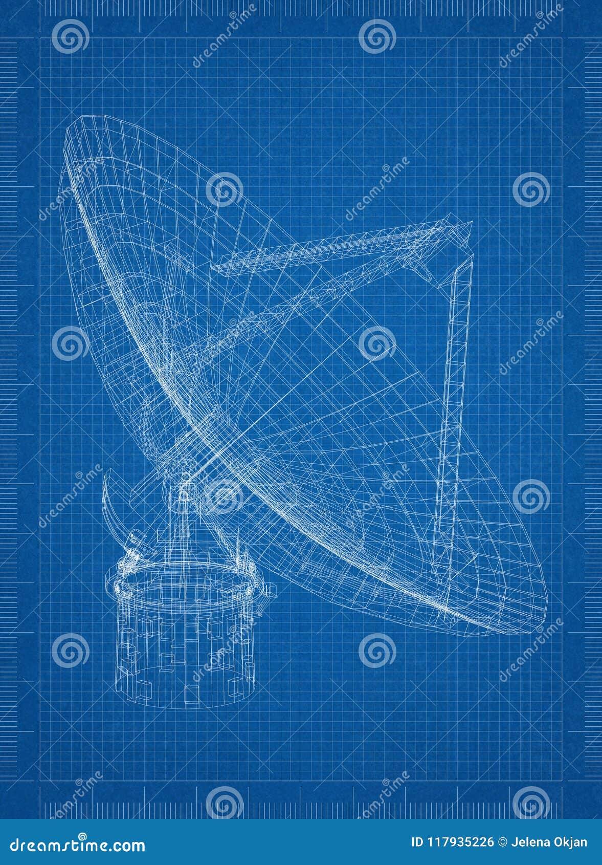 Large Satellite Dish Architect Blueprint Stock Illustration ...