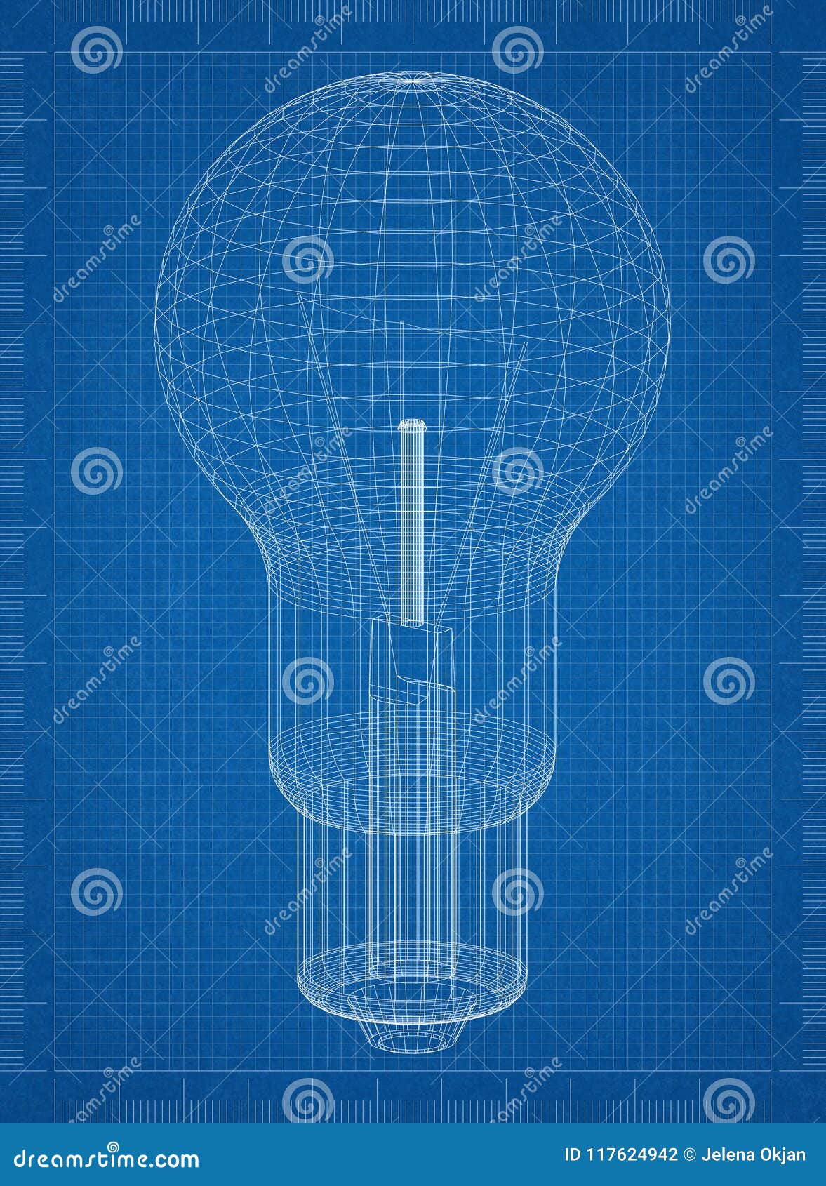 Light Bulb Architect Blueprint Stock Illustration - Illustration of ...