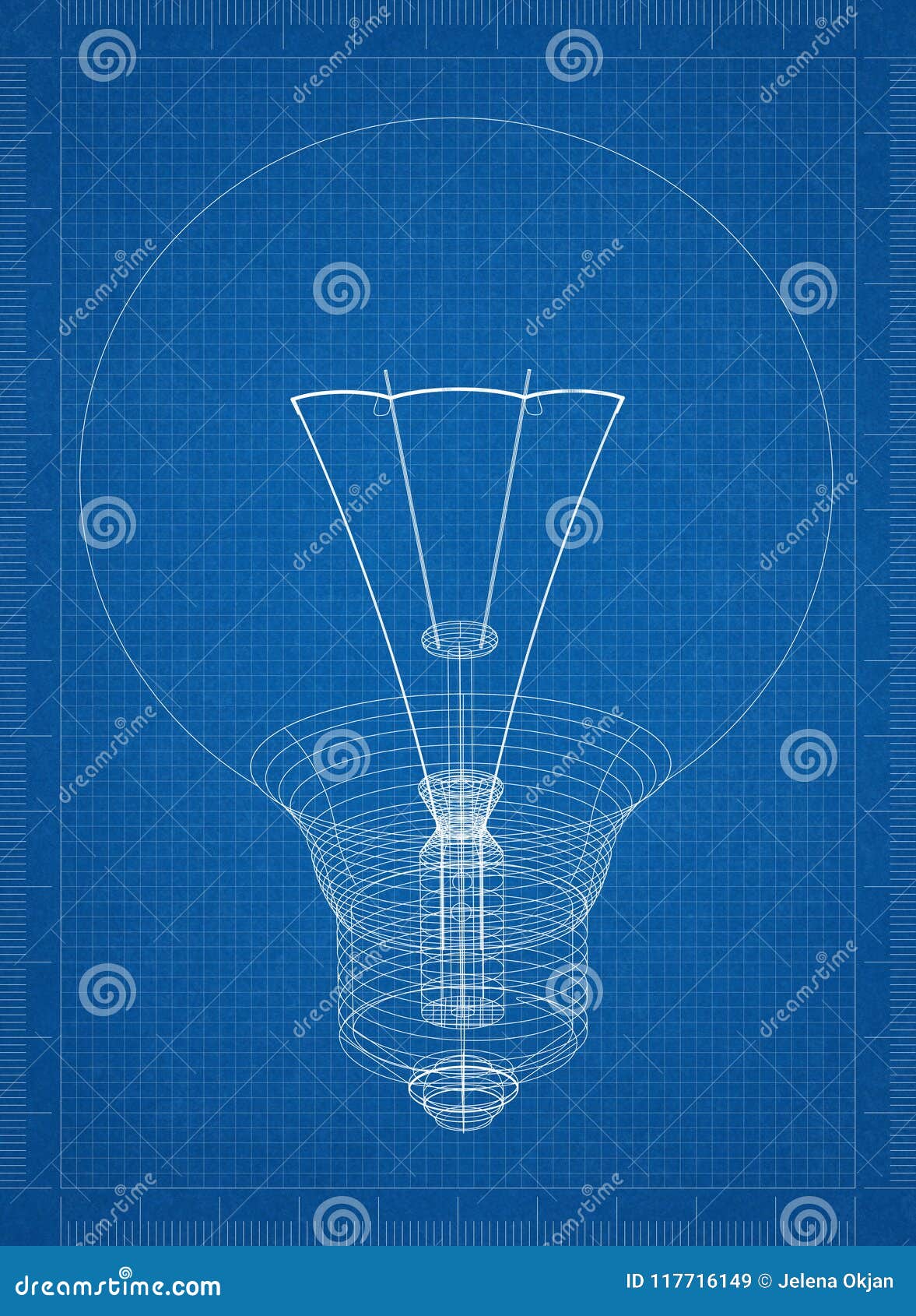 Light Bulb Architect Blueprint Stock Illustration - Illustration of ...