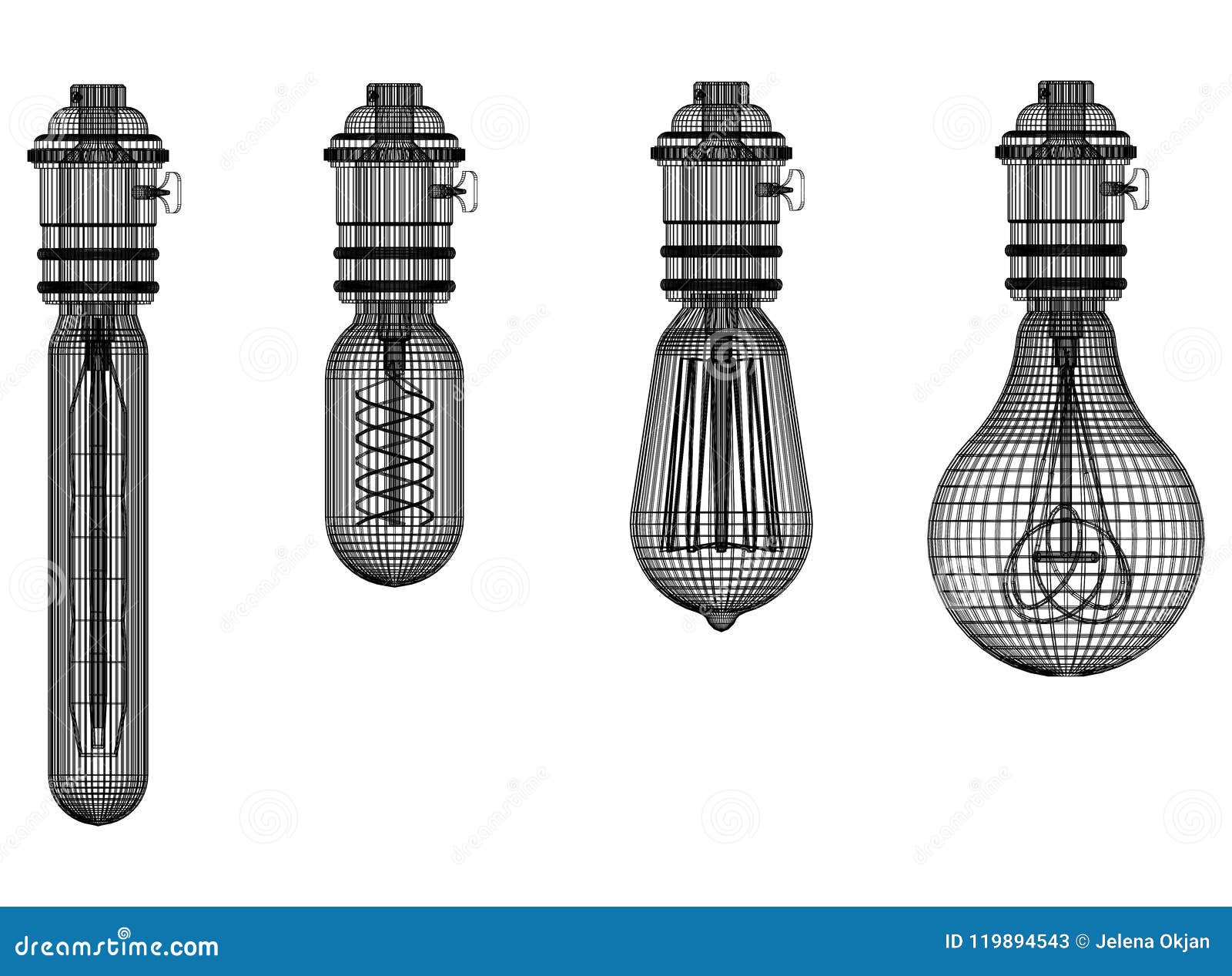 Light Bulbs Architect Blueprint - Isolated Stock Illustration ...