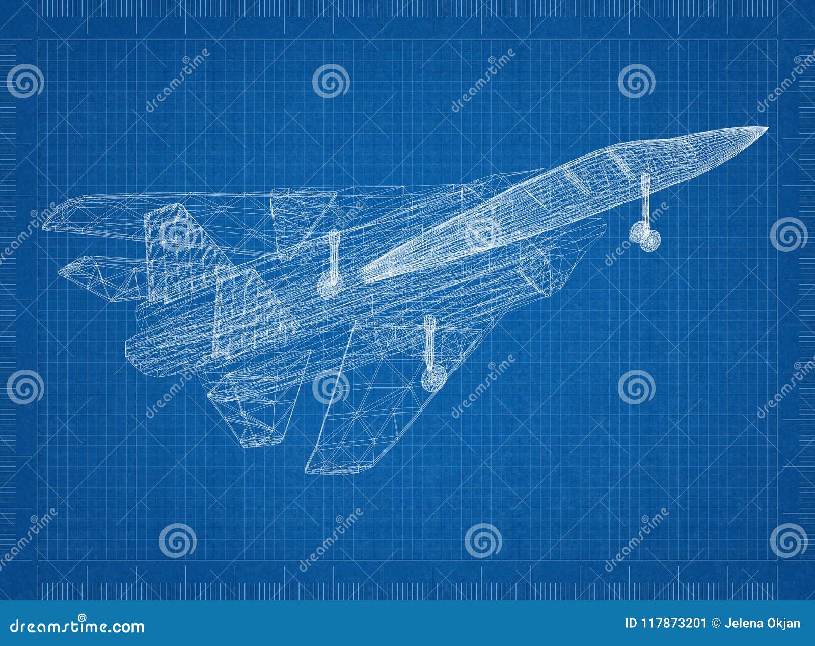 Military Fighter Plane Architect Blueprint Stock Illustration ...