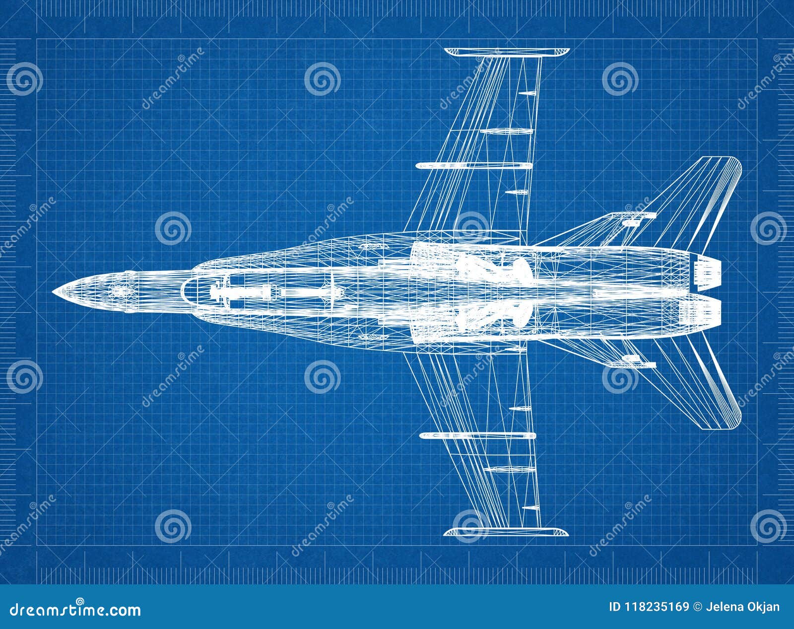 Military Fighter Plane Architect Blueprint Stock Illustration ...
