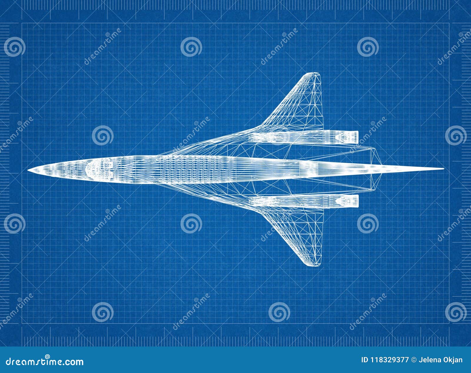 Military Fighter Plane Architect Blueprint Stock Image - Image of ...