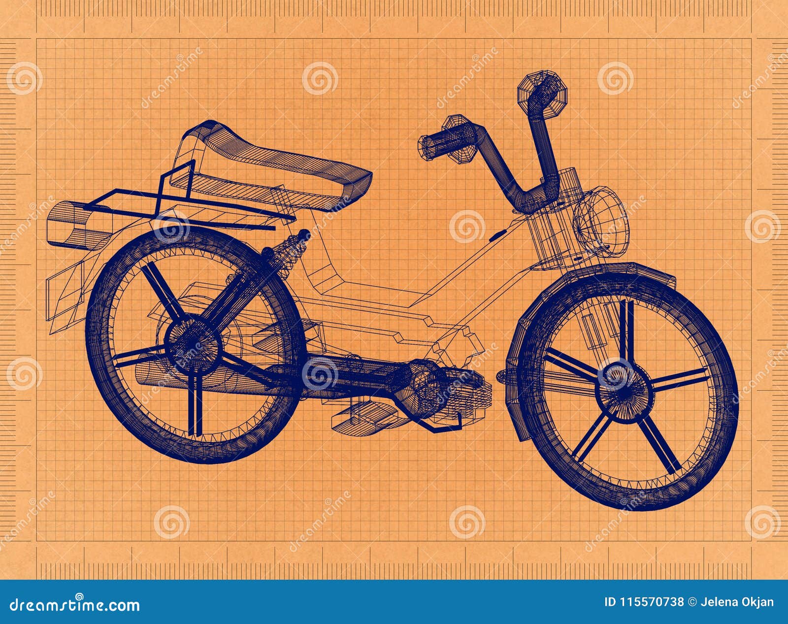 Moped - Retro Blueprint stock illustration. Illustration of design ...