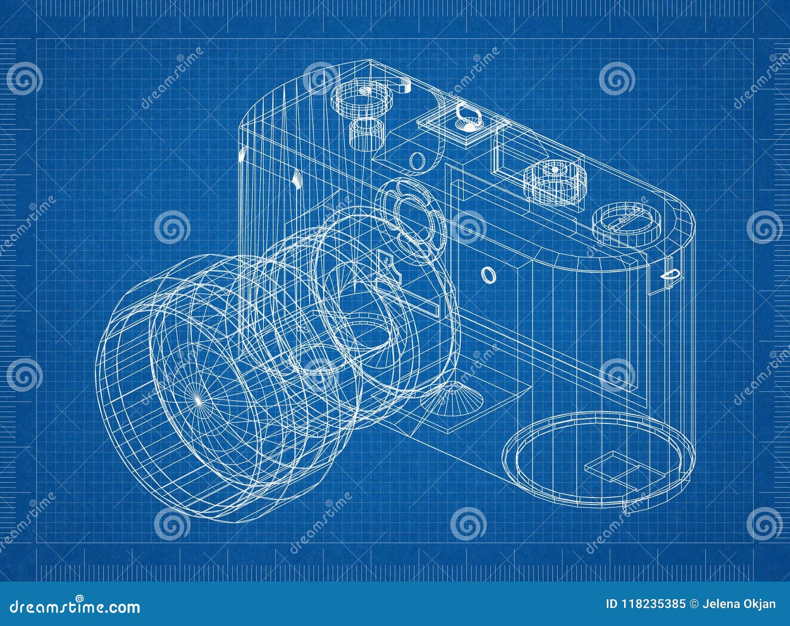 Old Camera Architect Blueprint Stock Illustration - Illustration of ...