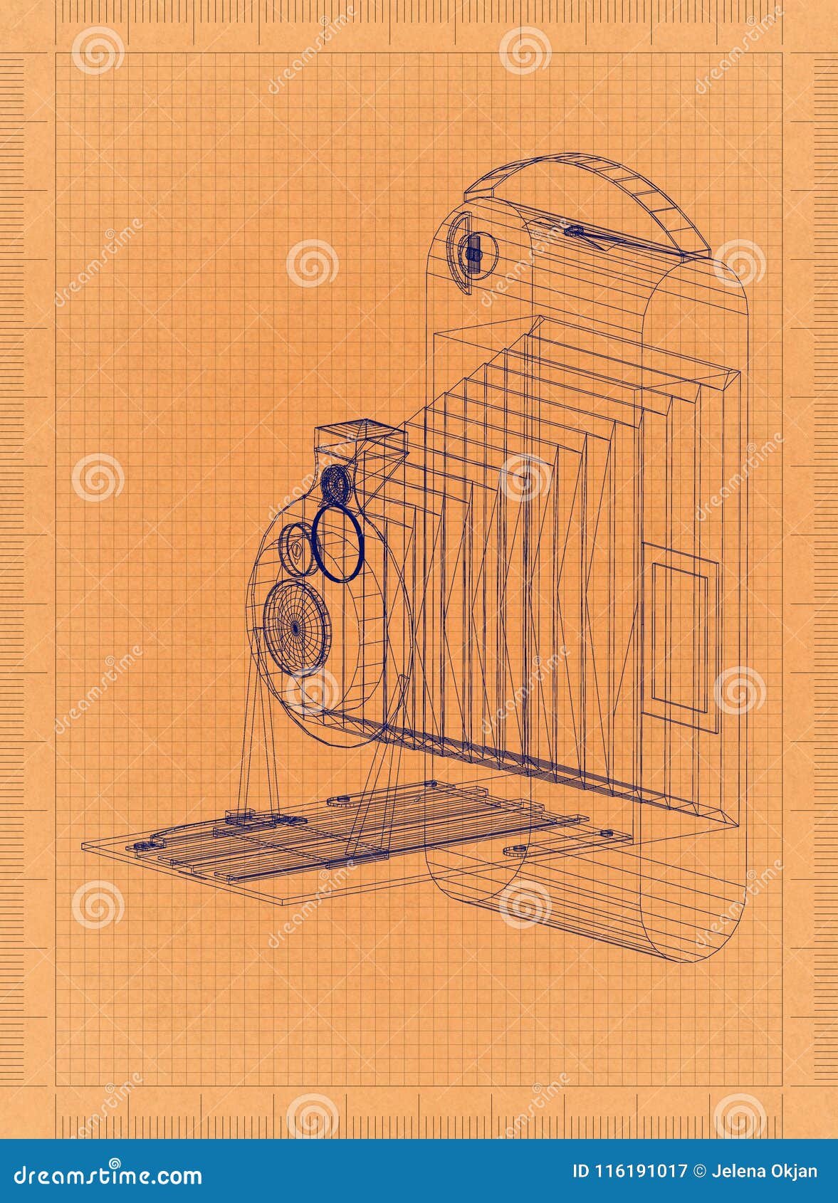 Old Camera - Retro Blueprint Stock Illustration - Illustration of ...