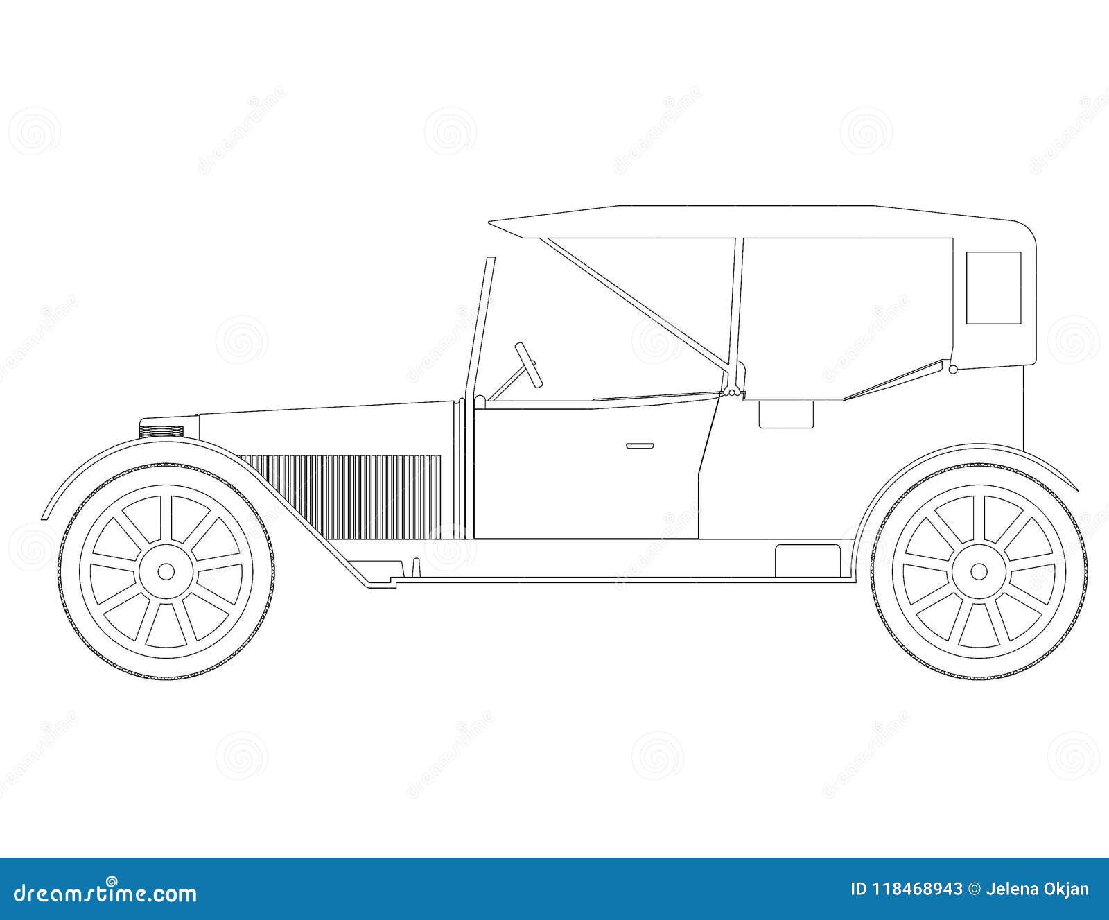 Old Car Architect Blueprint - Isolated Stock Illustration ...