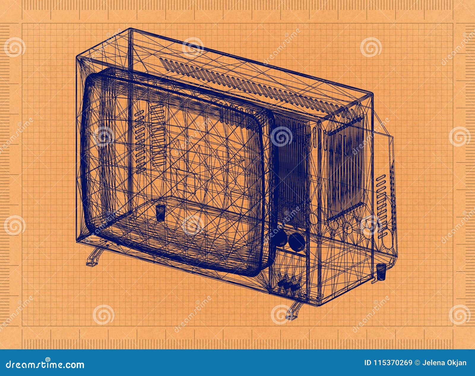 Old TV - Retro Blueprint stock illustration. Illustration of analog ...