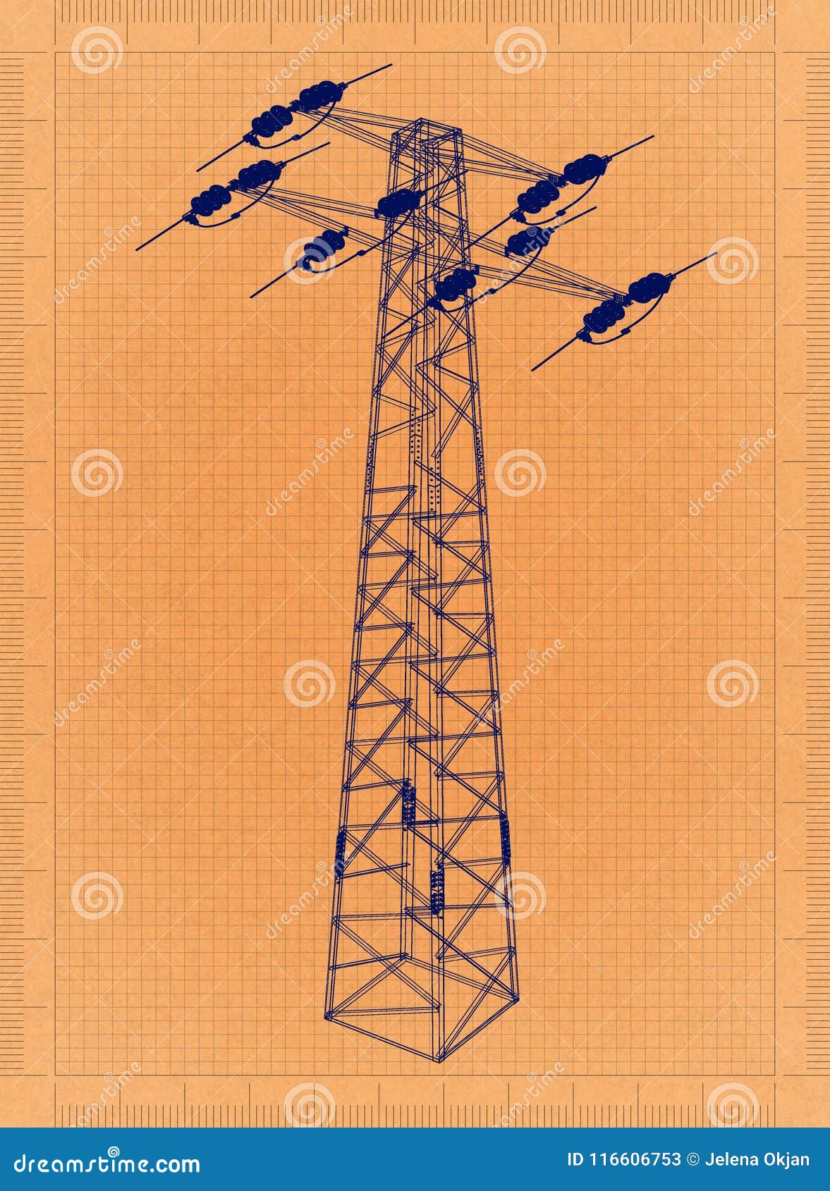 Overhead Power Line. Flat Vector Illustration Isolated On White ...