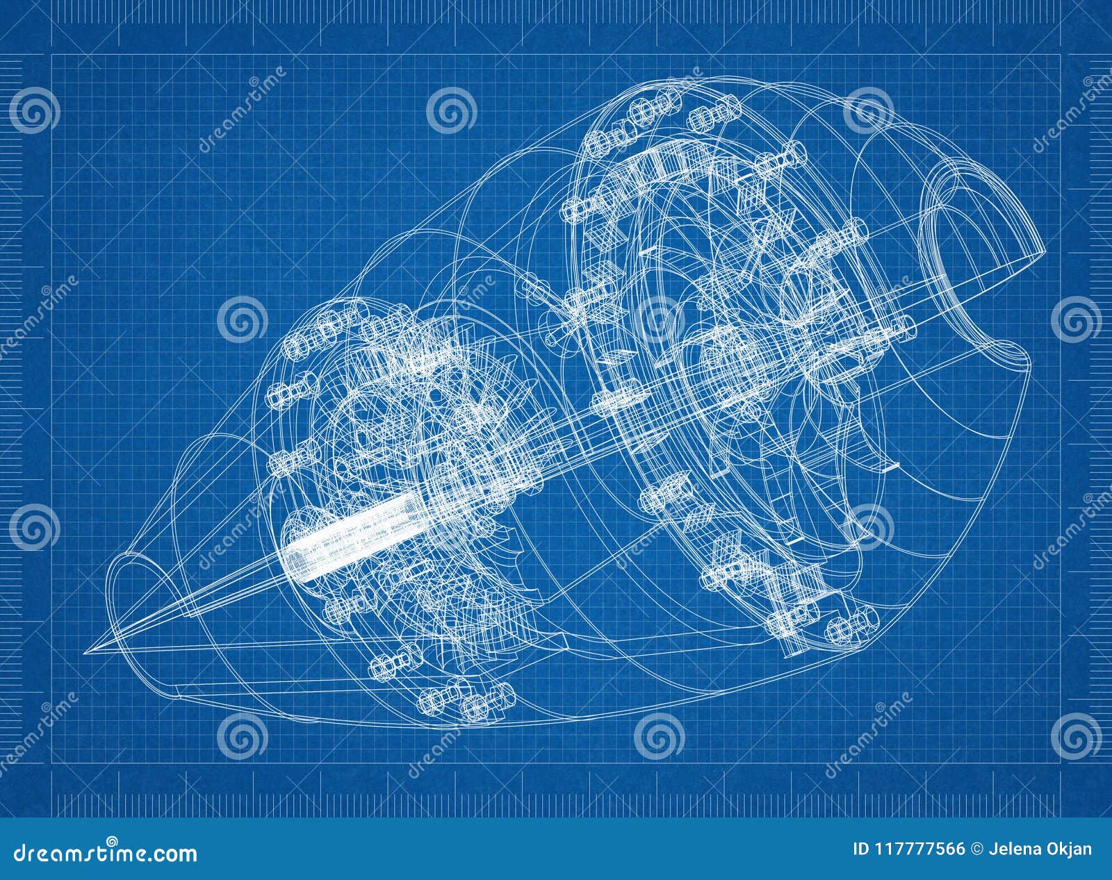 Plane Engine Architect Blueprint Stock Illustration - Illustration of ...