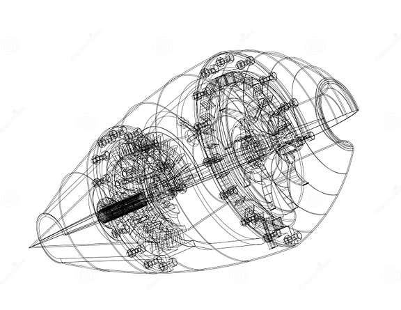 Plane Engine Architect Blueprint - Isolated Stock Illustration ...