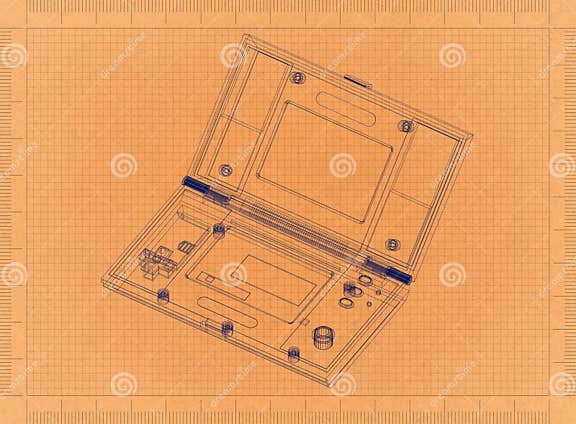 Pocket Console - Retro Blueprint Stock Illustration - Illustration of ...