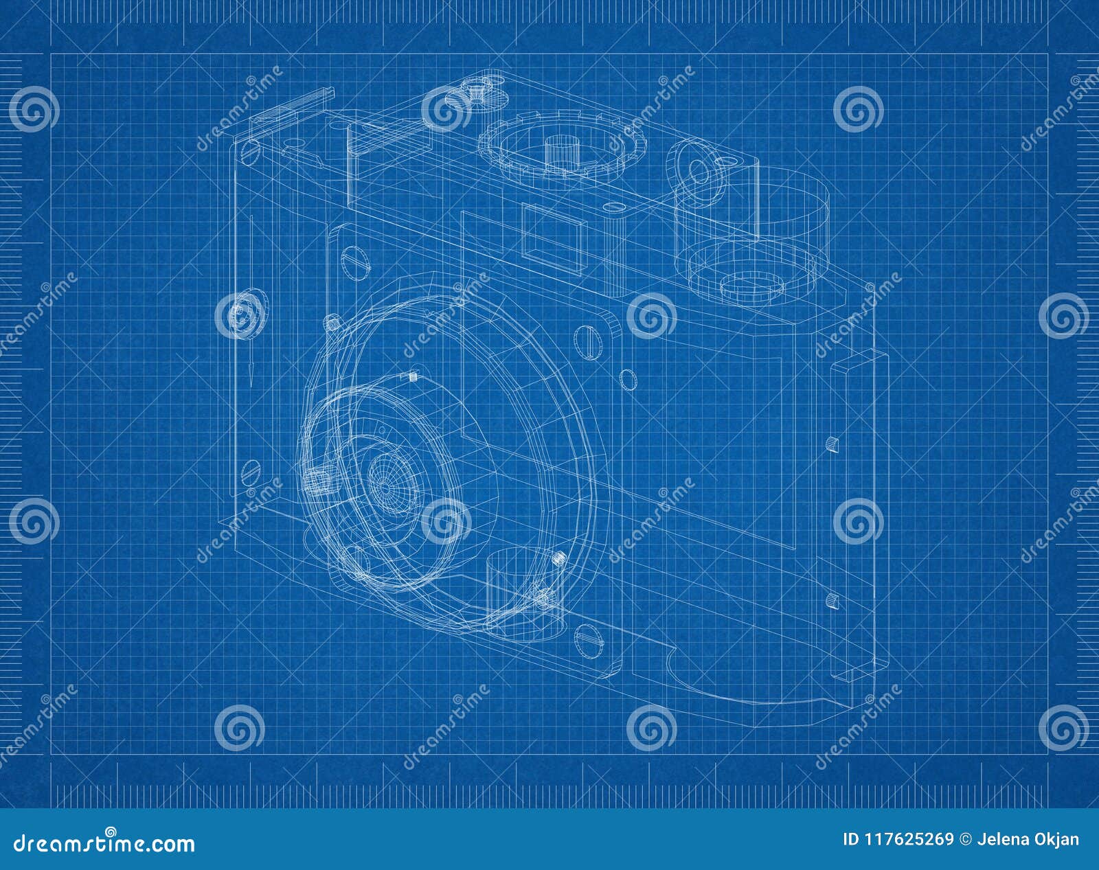 Retro Camera Architect Blueprint Stock Illustration - Illustration of ...