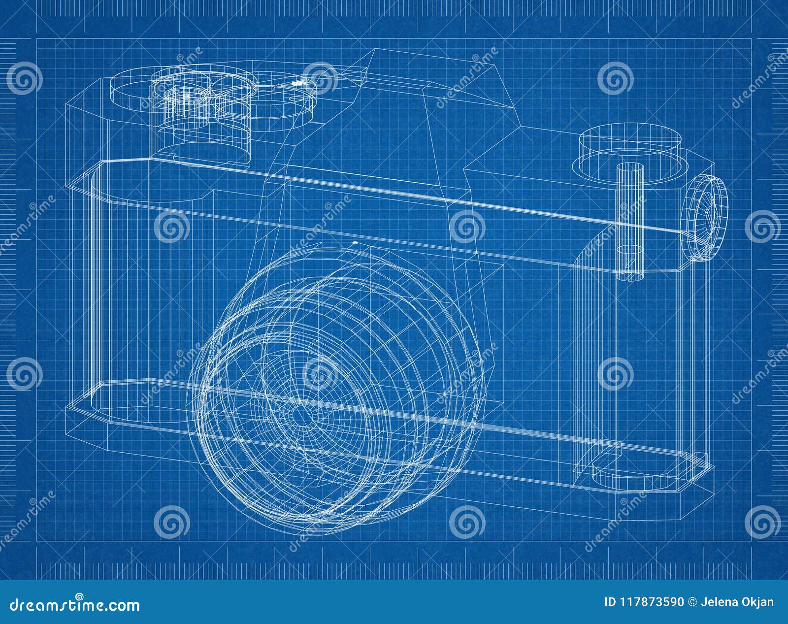 Retro Camera Architect Blueprint Stock Illustration - Illustration of ...