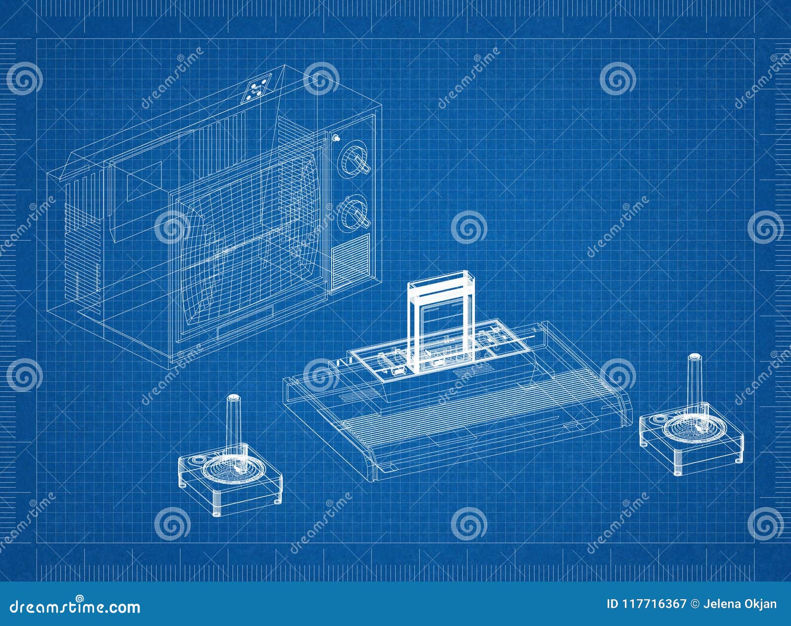 Retro Game Console Architect Blueprint Stock Illustration ...