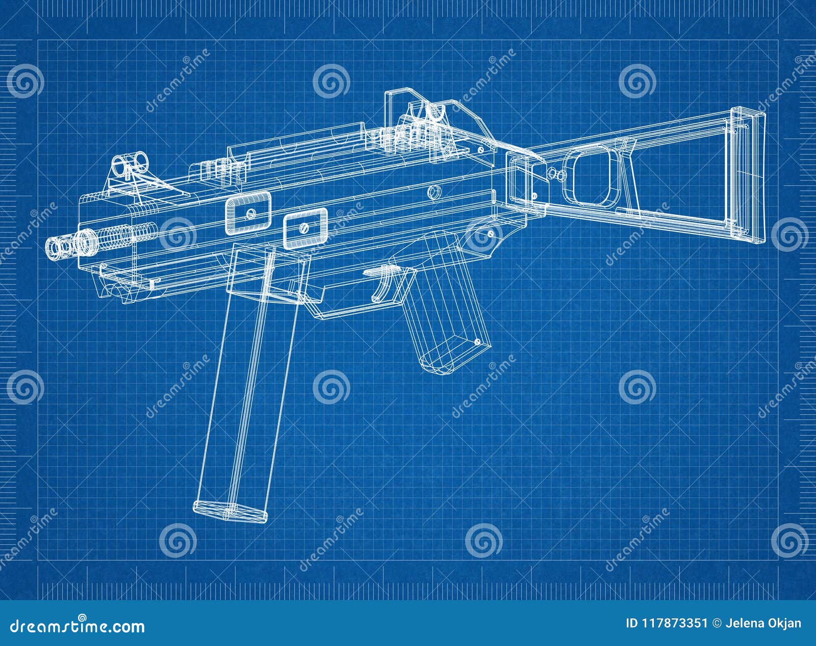 Rifle Architect blueprint stock illustration. Illustration of ...