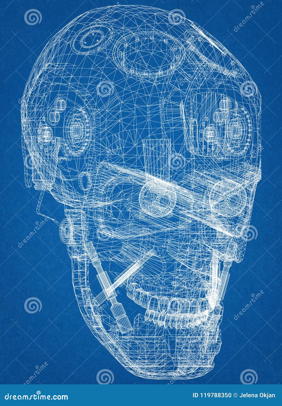 Robot Head Design Architect Blueprint Stock Illustration - Illustration ...
