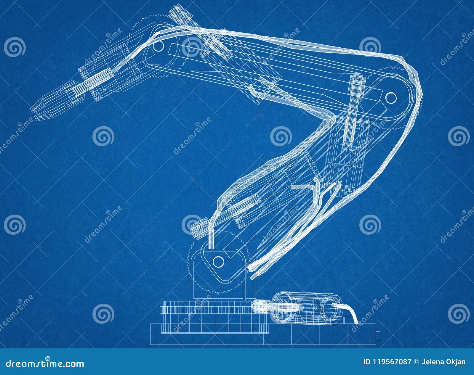 Robotic Arm Design Architect Blueprint Stock Illustration ...