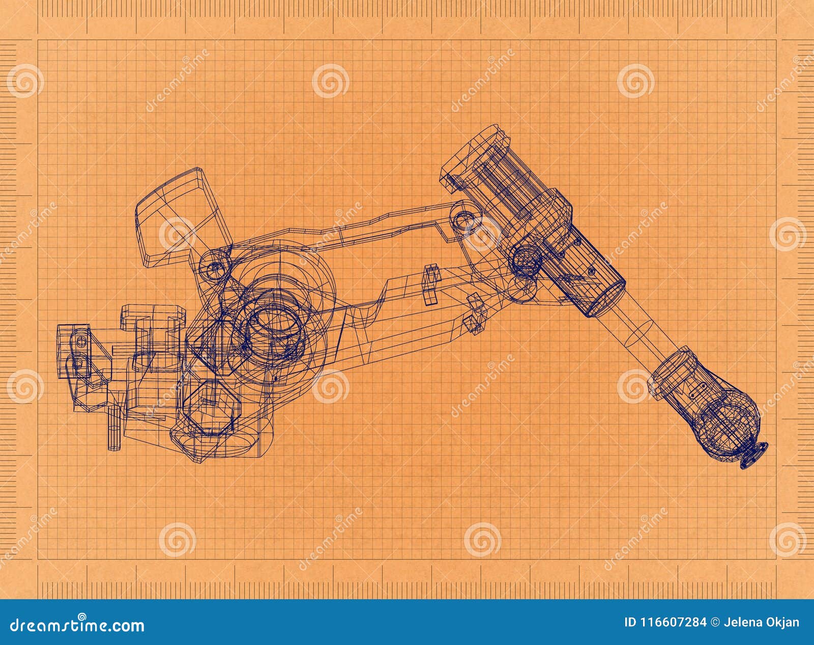 Robotic Arm - Retro Blueprint Stock Photography | CartoonDealer.com ...