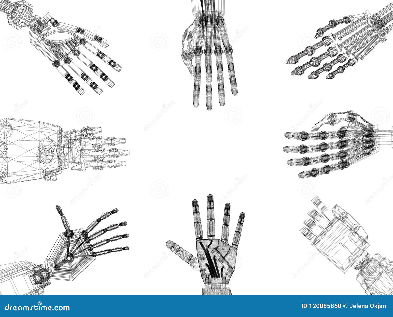 Robotic Arms - Hands Architect Blueprint - Isolated Stock Illustration ...