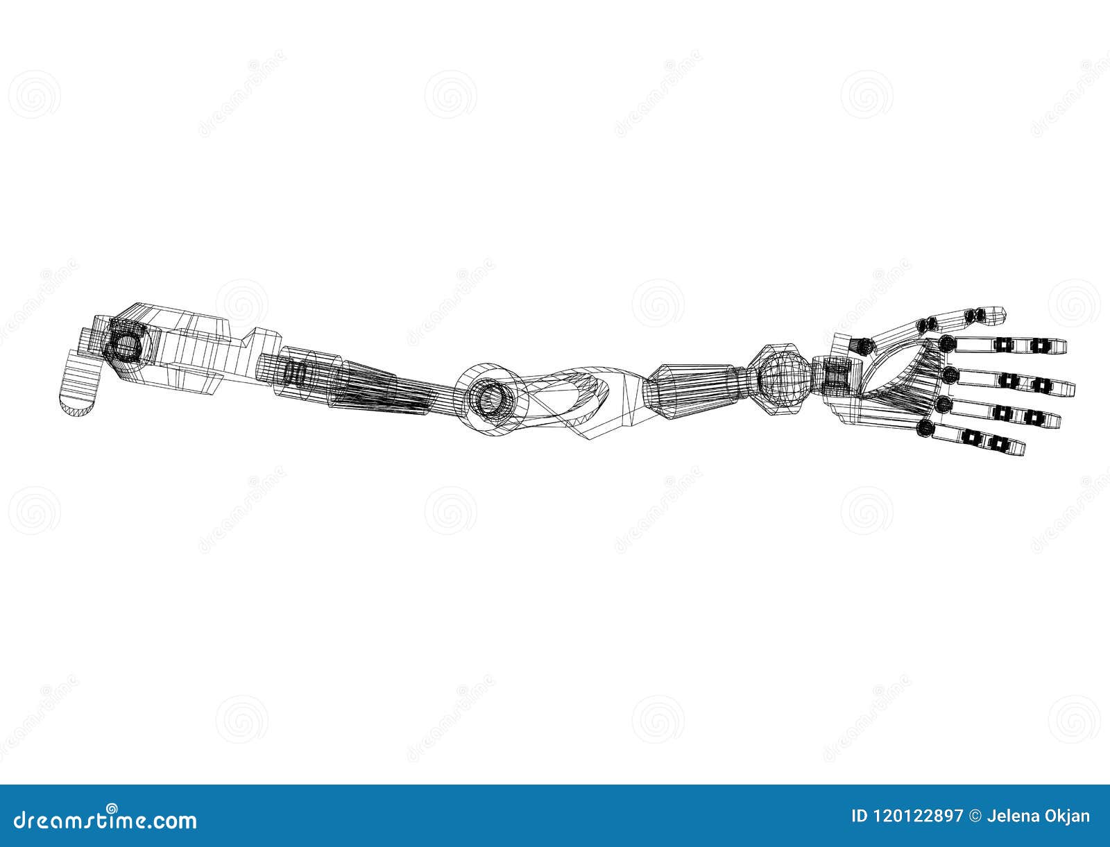 Robotic Hand Architect Blueprint - Isolated Stock Illustration ...