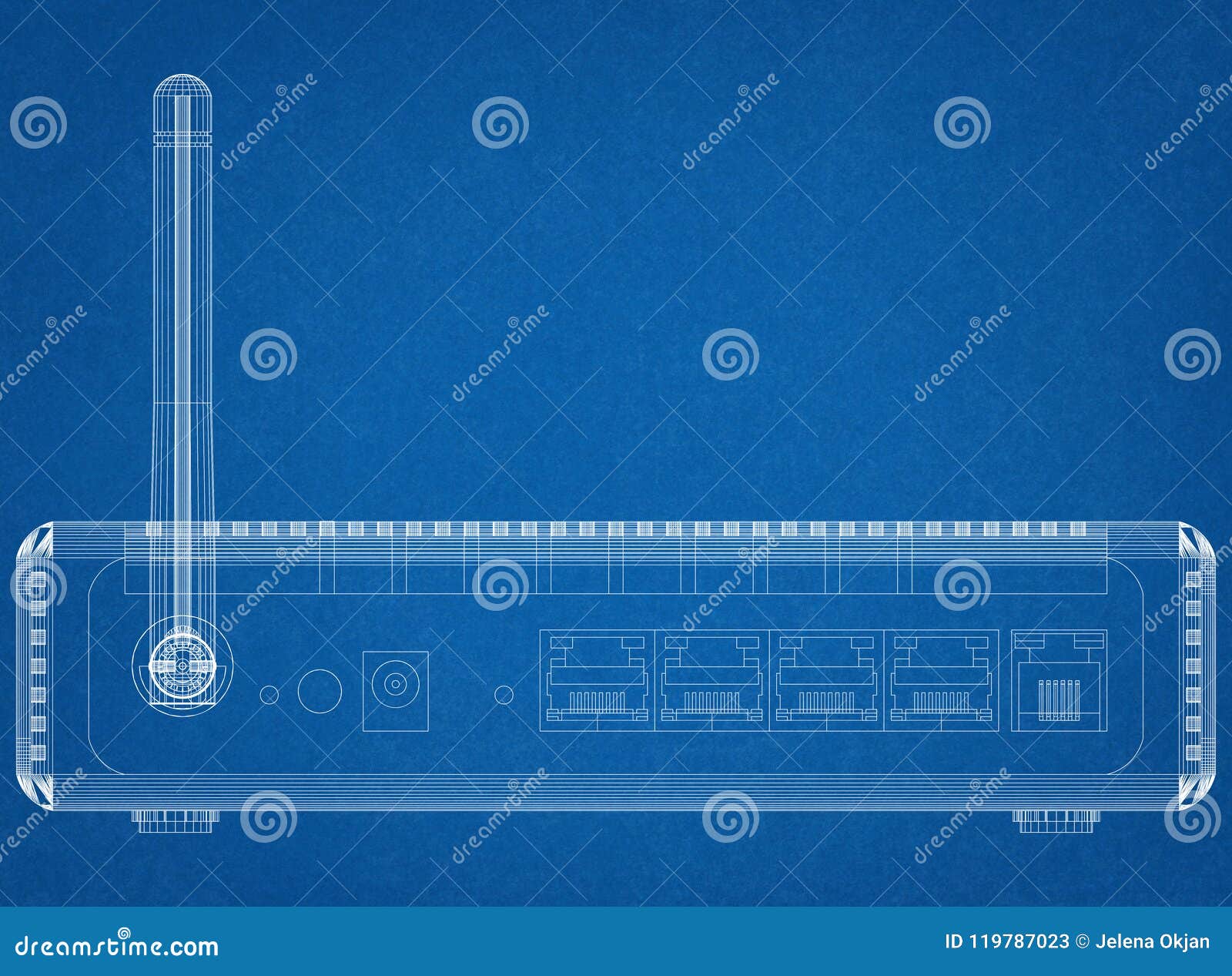 Router Architect Blueprint stock illustration. Illustration of computer ...