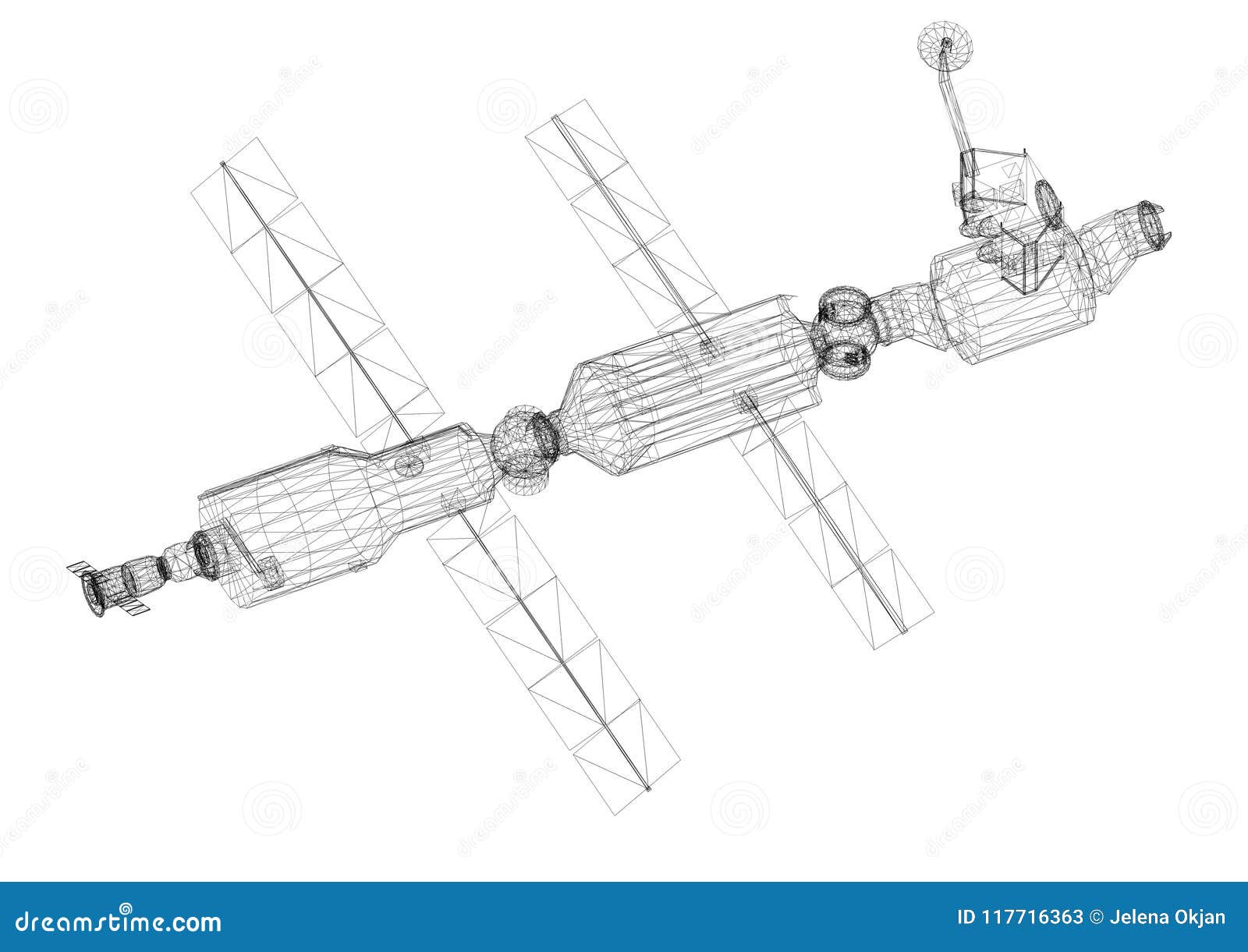 Satellite Architect Blueprint Stock Illustration - Illustration of ...