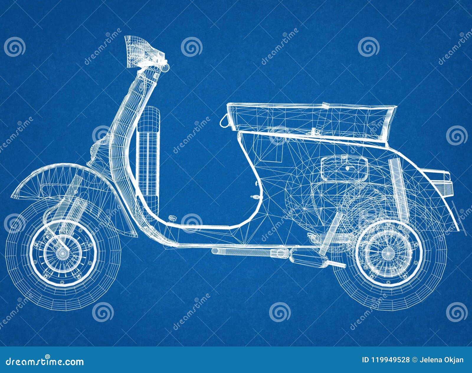 Scooter Architect Blueprint Stock Illustration - Illustration of city ...