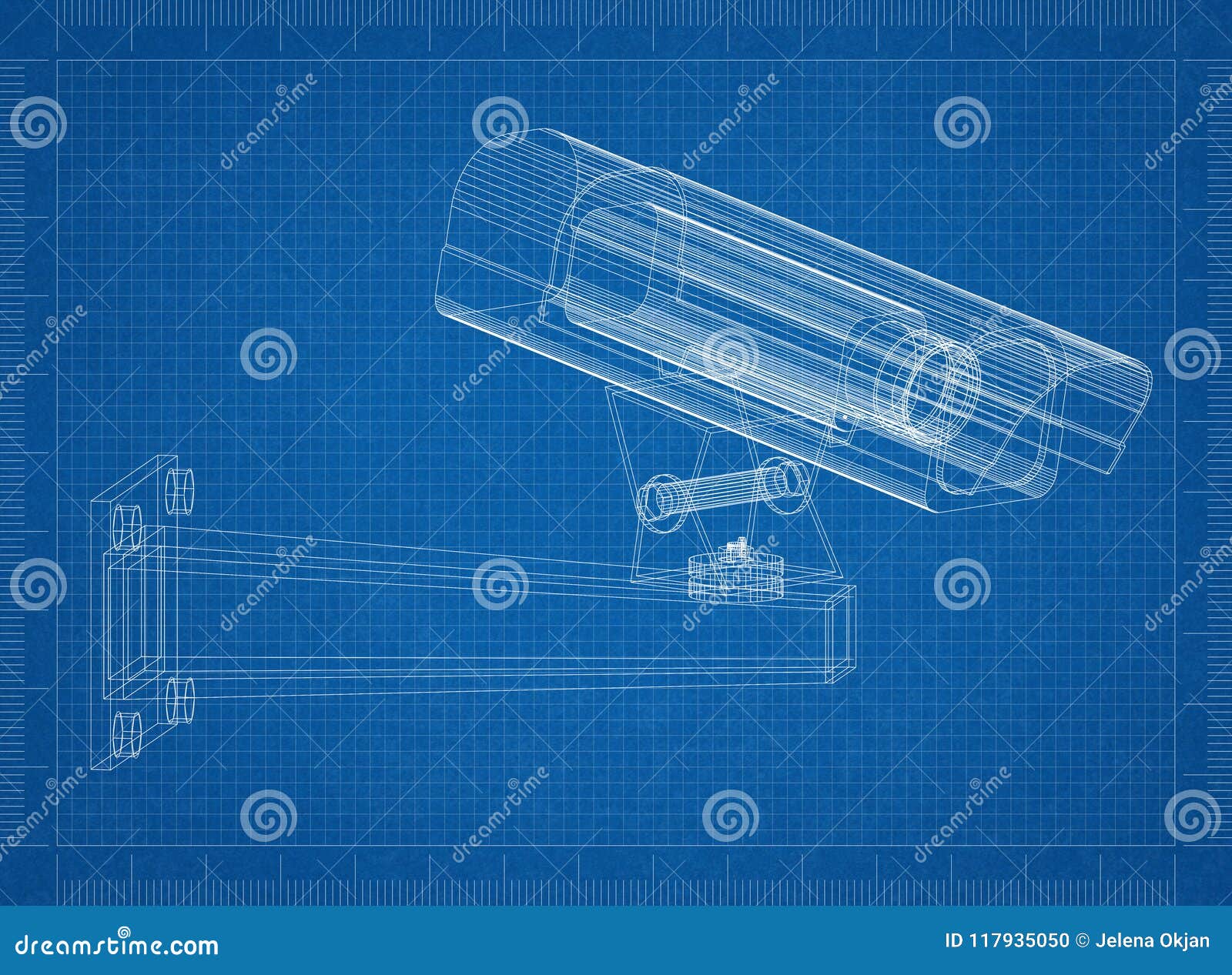 Security Camera Architect Blueprint Stock Photo - Image of ...