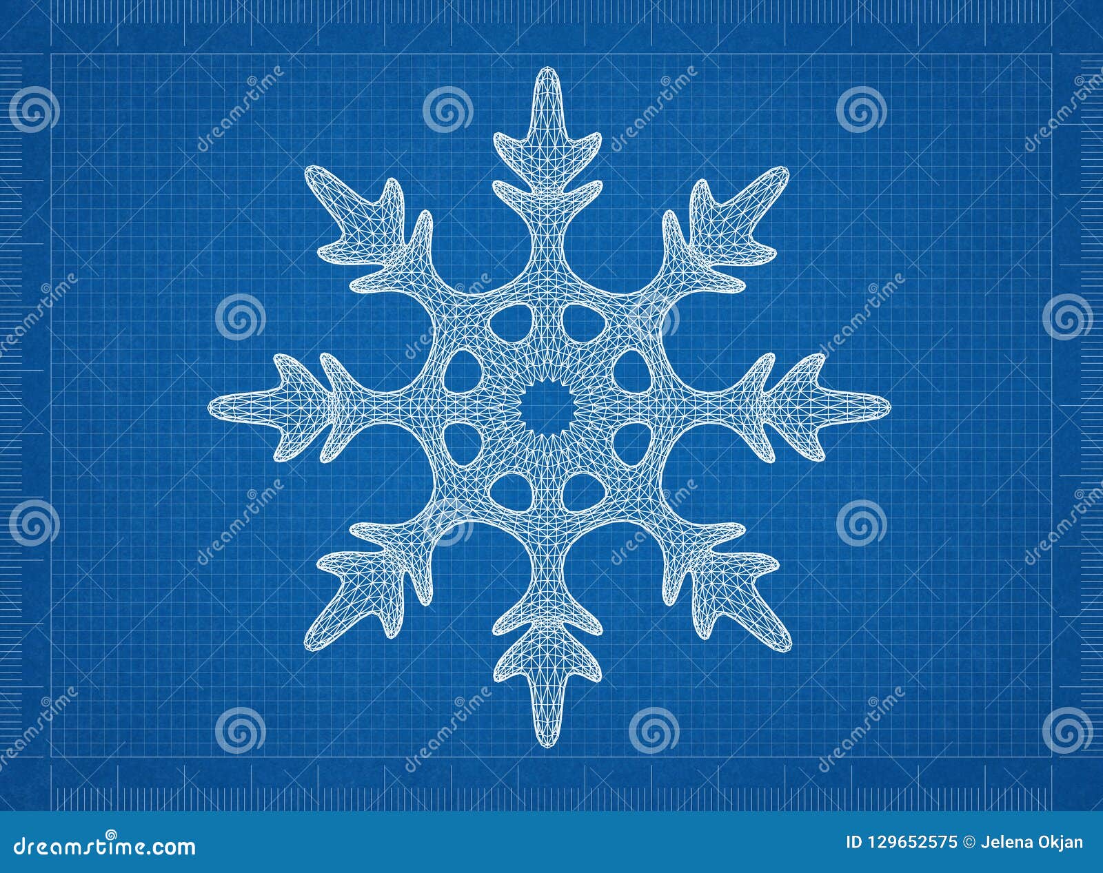 Snowflake Blueprint Background Stock Image - Image of decorative ...