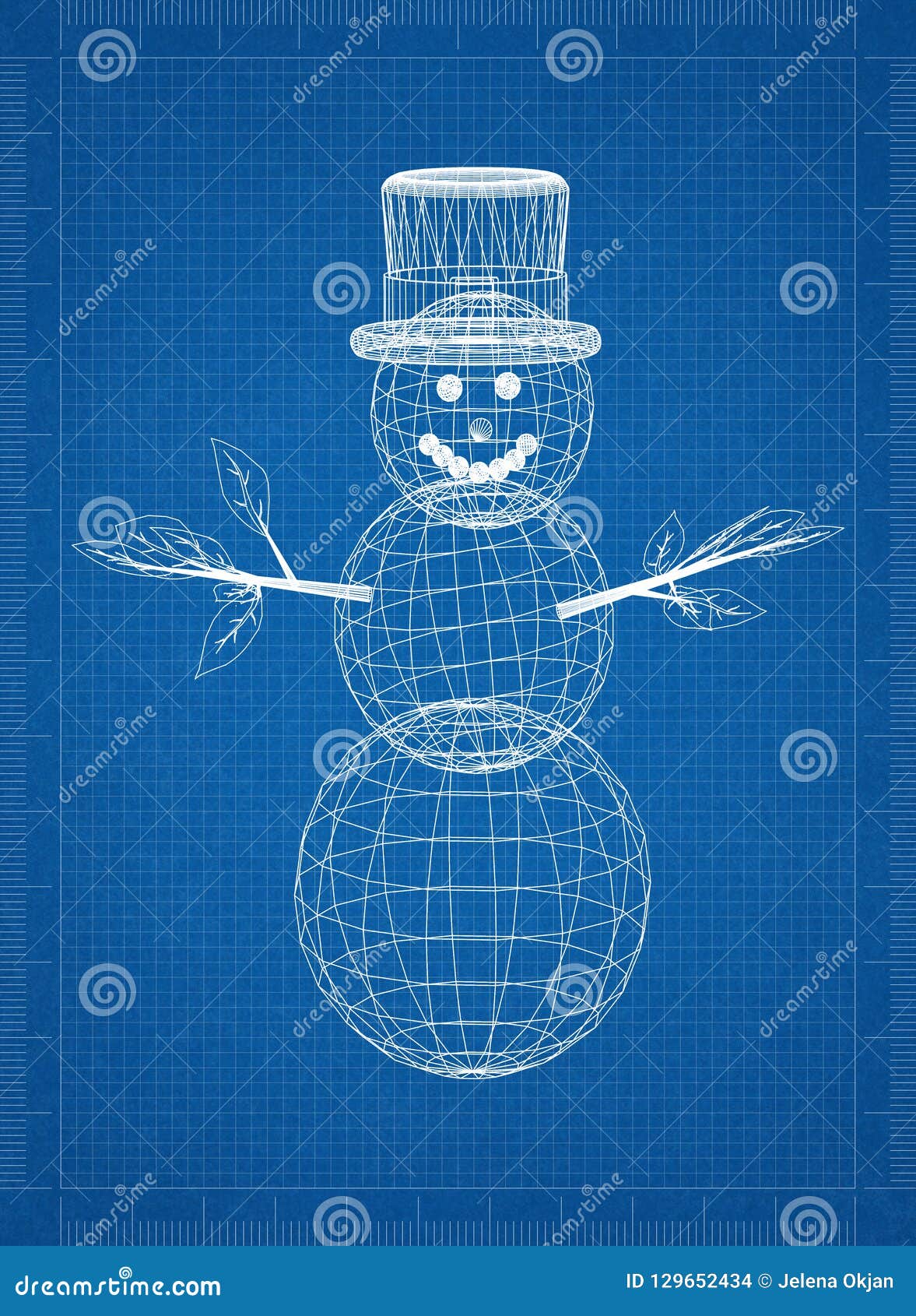 Snowman Blueprint Background Stock Illustration - Illustration of frost ...
