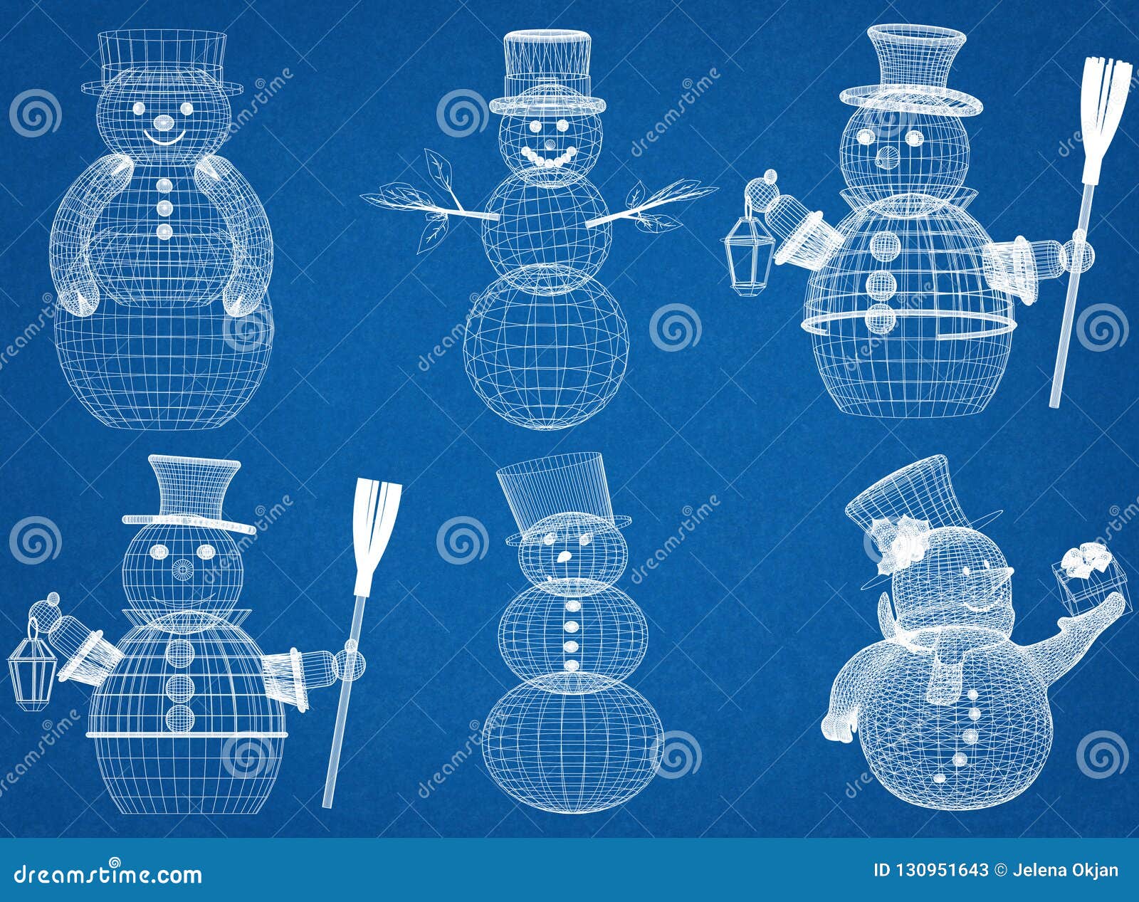 Snowman Blueprint Background Stock Illustration - Illustration of ...