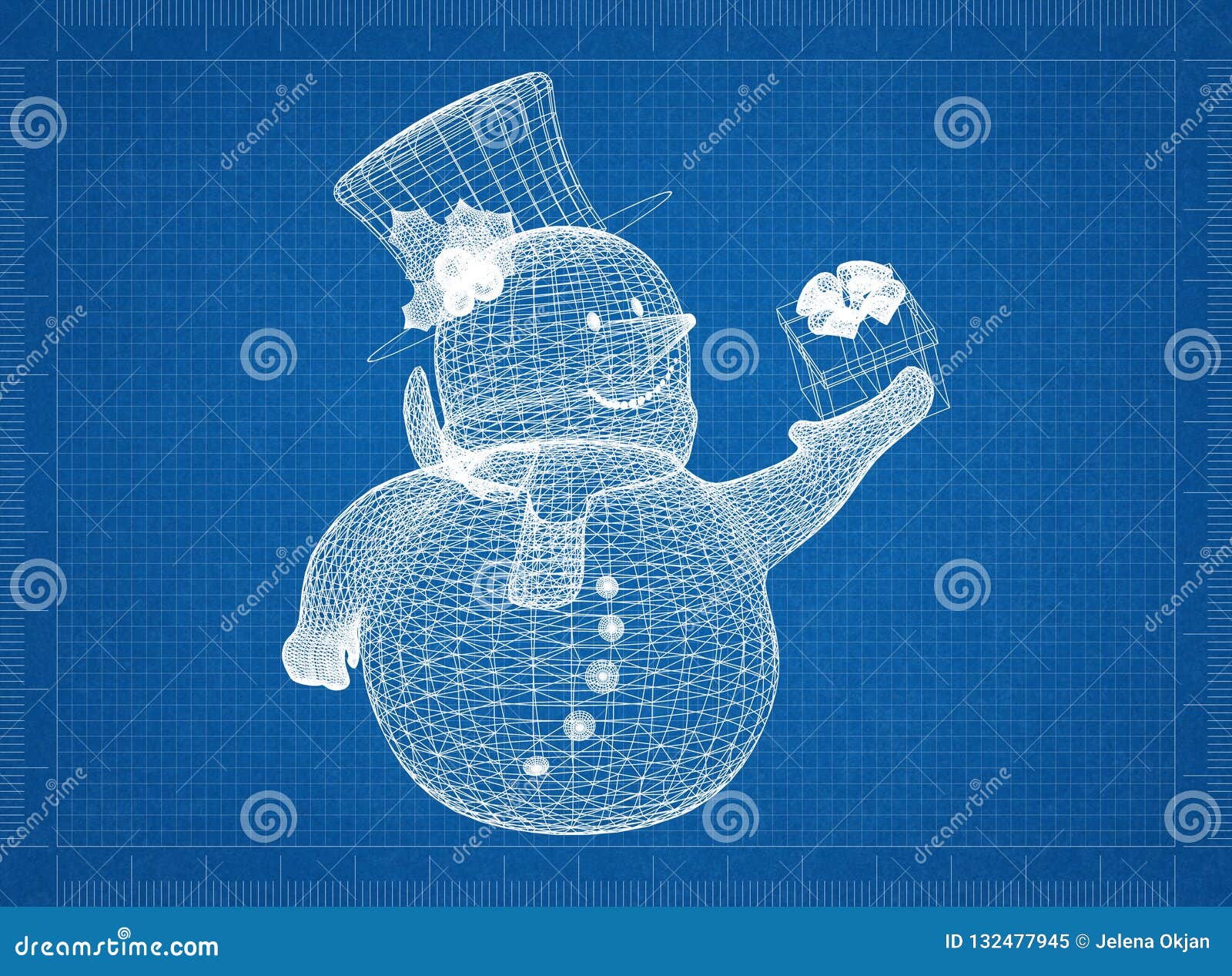 Snowman Blueprint Background Stock Image - Image of drawing, gift ...