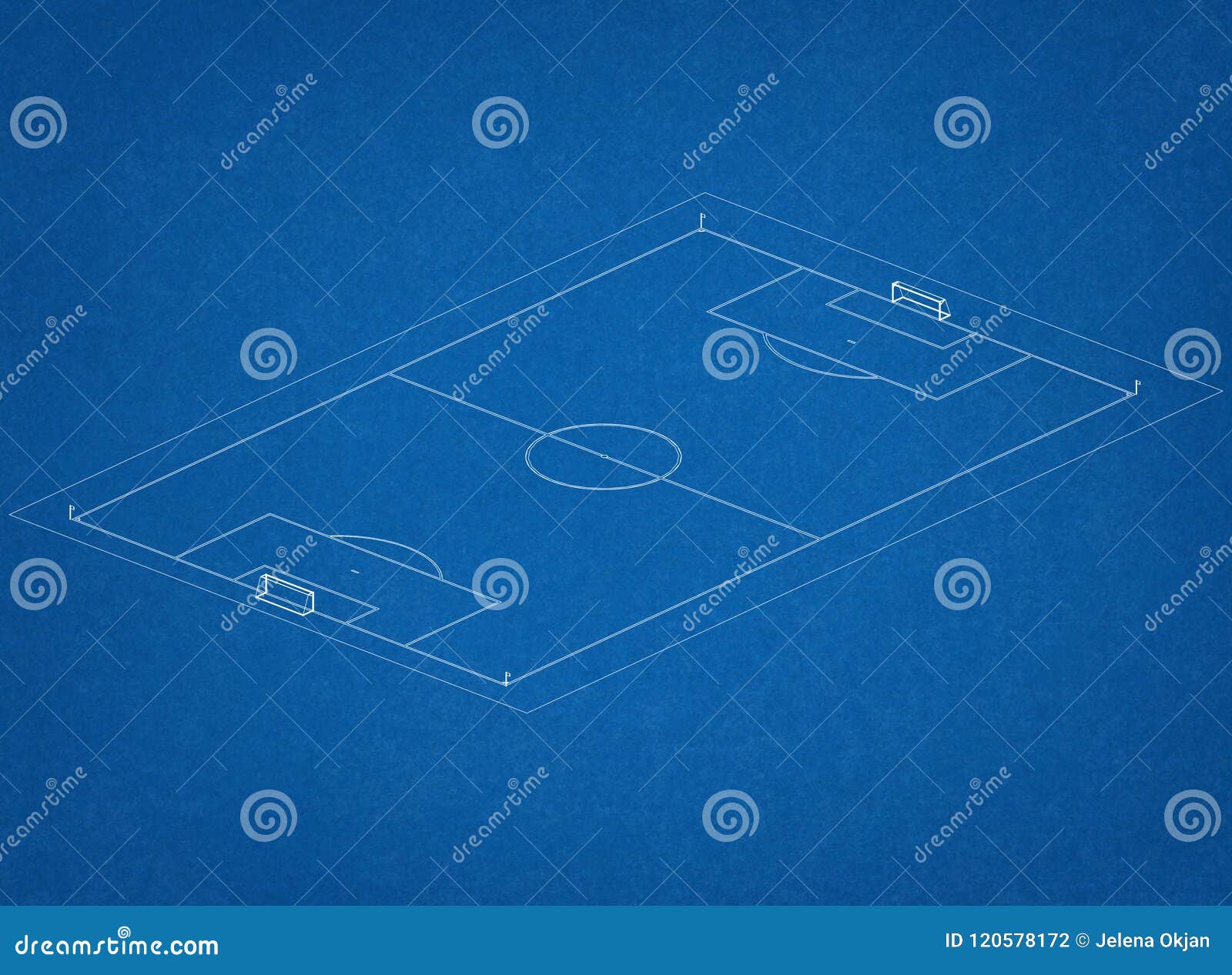 Soccer Field Architect Blueprint Stock Photo - Image of champion ...