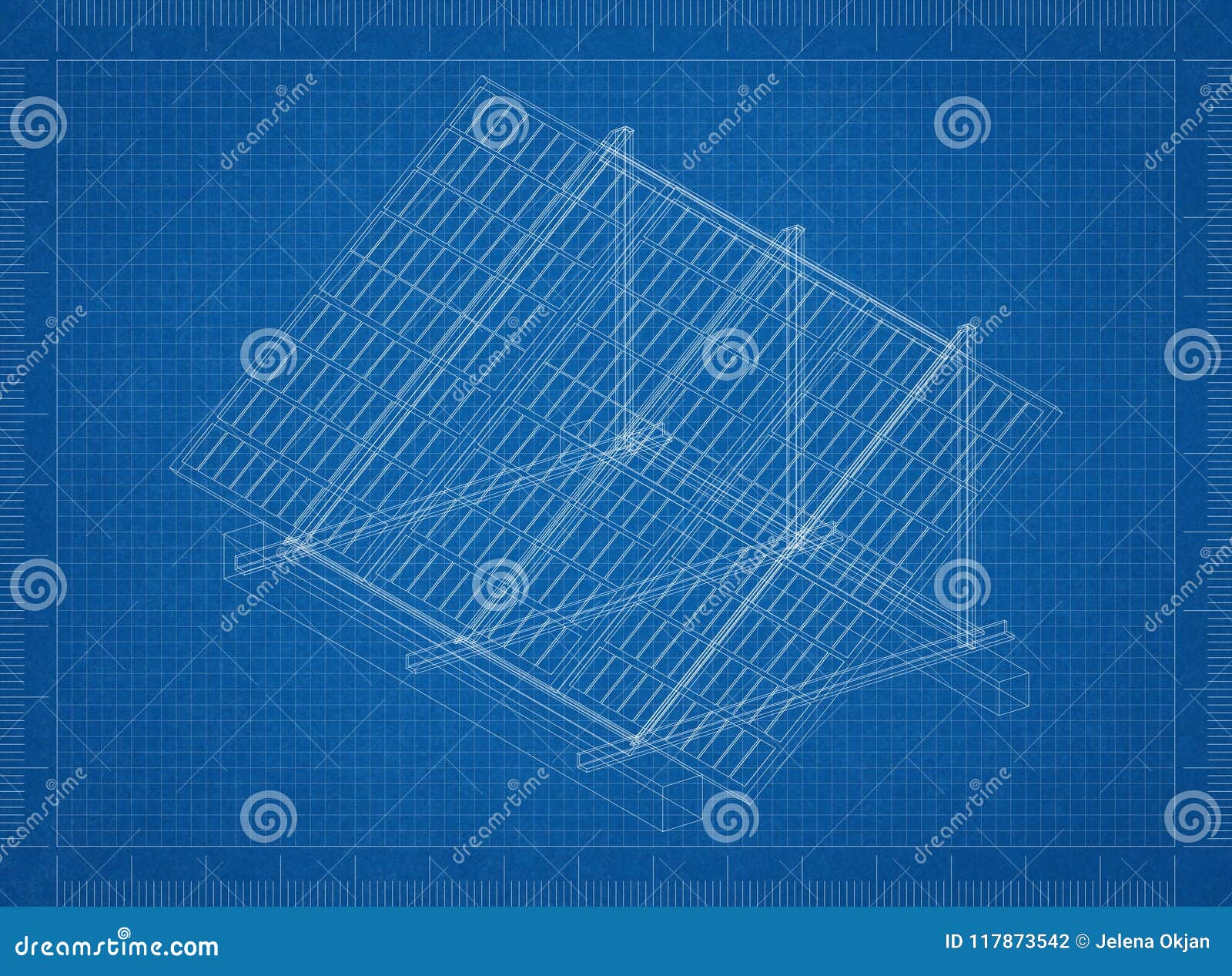 Solar Panels Architect Blueprint Stock Illustration - Illustration of ...