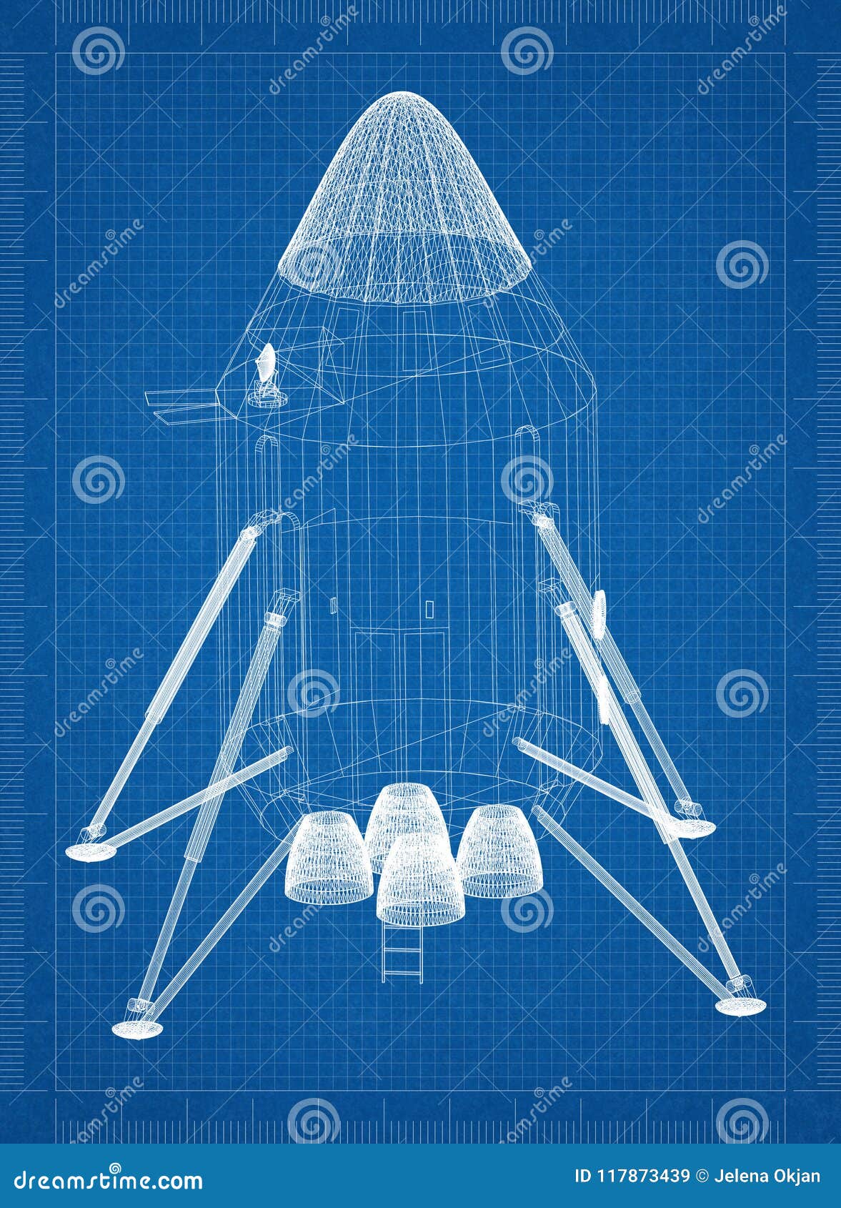 Space Capsule Architect Blueprint Stock Illustration - Illustration of ...