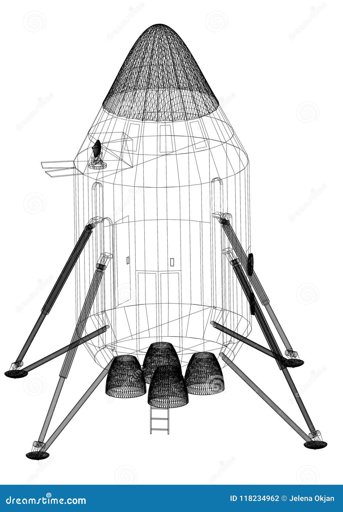 Space Capsule Architect Blueprint - Isolated Stock Illustration ...