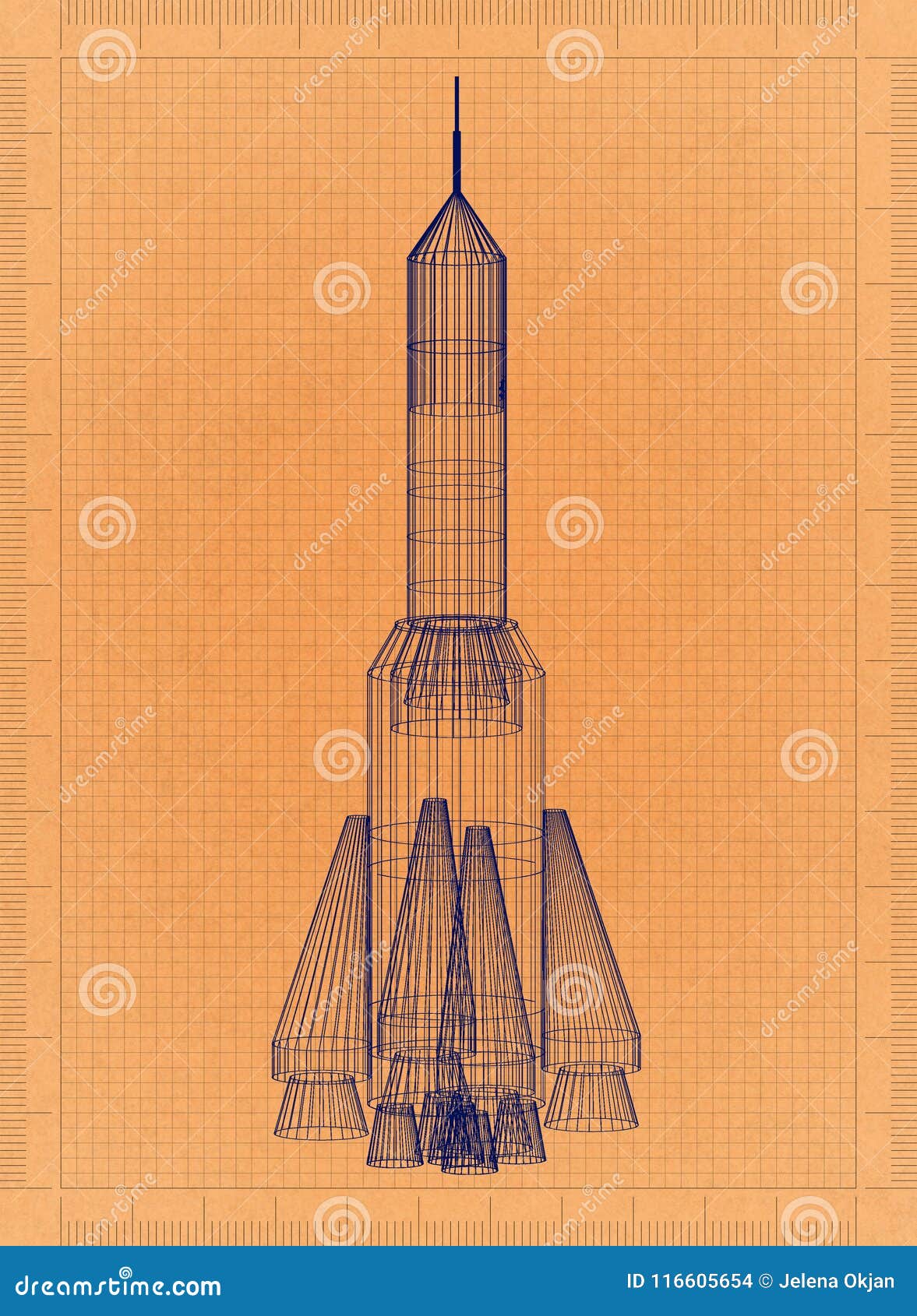 Rocket Blueprint (vertical) Stock Photography | CartoonDealer.com #47925212