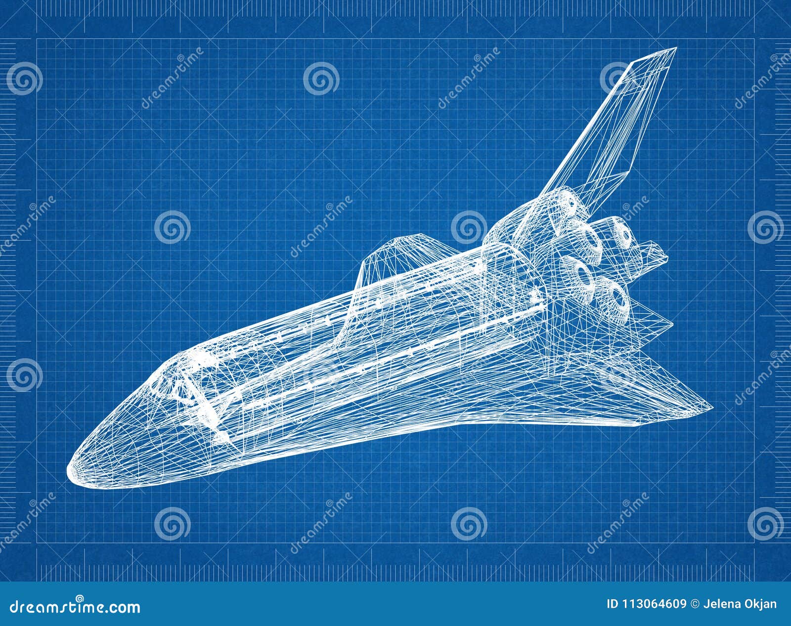 Space shuttle 3D blueprint stock image. Image of cosmonaut - 113064609