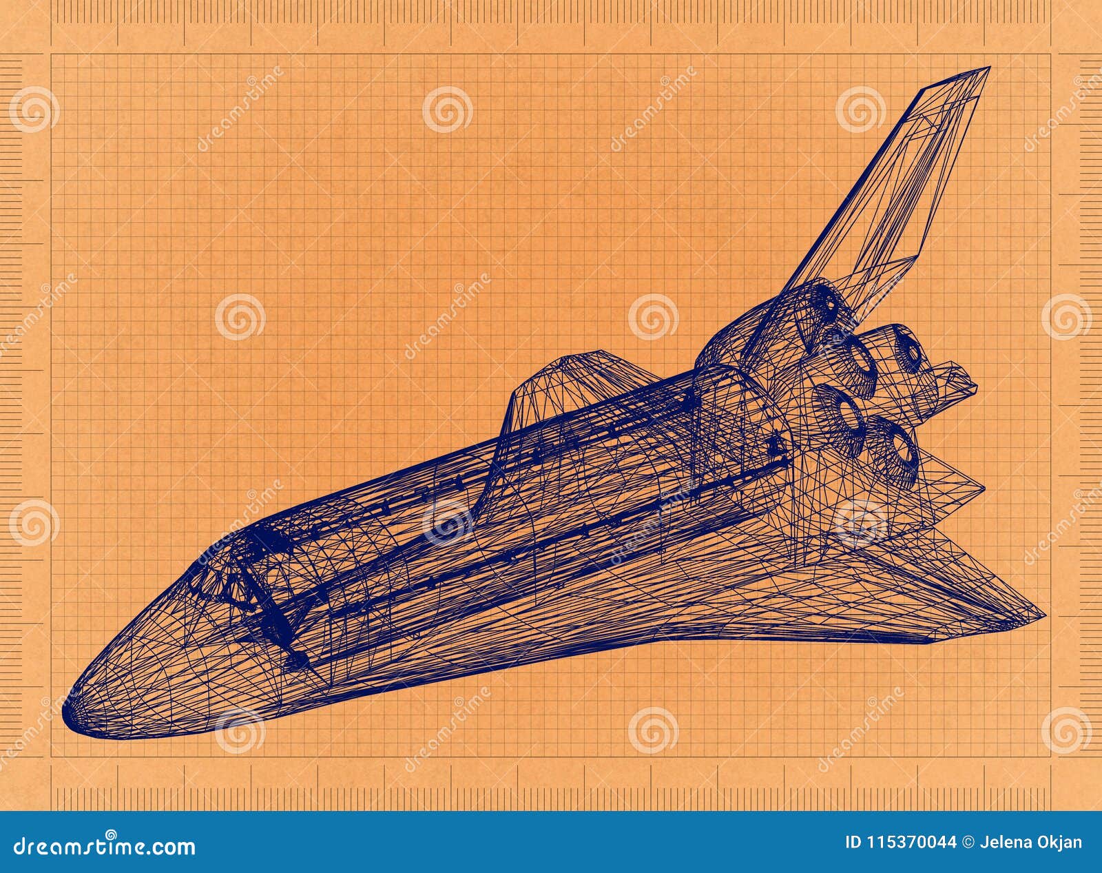 Space Shuttle - Retro Blueprint Editorial Stock Image - Illustration of ...