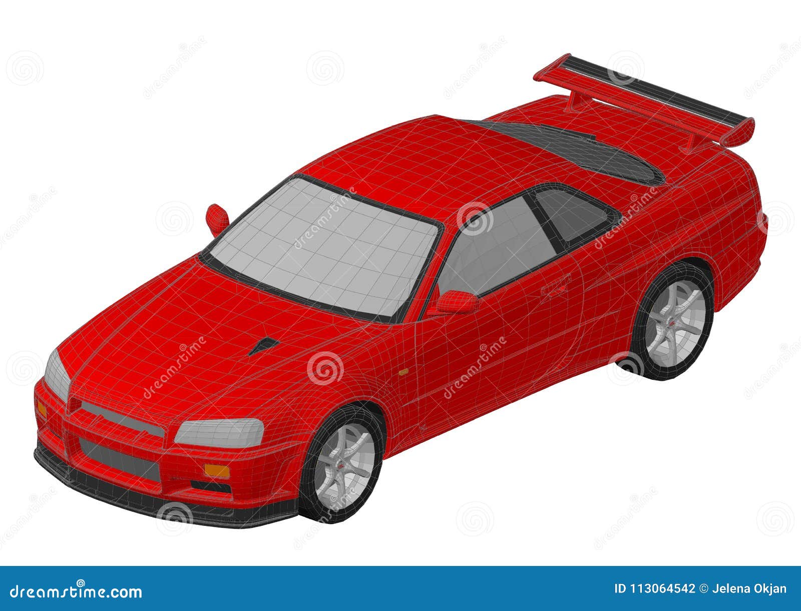Sport car 3D blueprint stock illustration. Illustration of industry ...