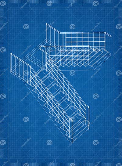 Stairs Architect blueprint stock illustration. Illustration of geometry ...