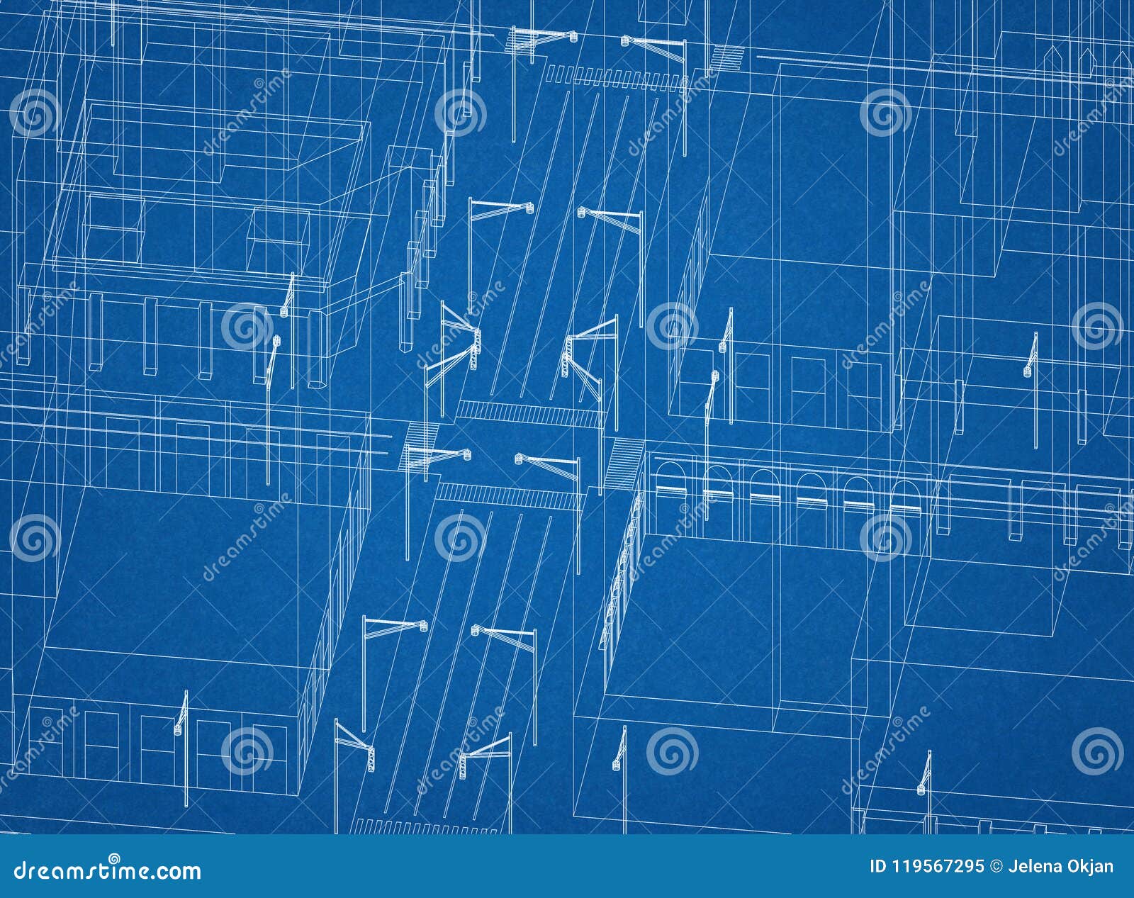 Street Architect Blueprint stock illustration. Illustration of ...