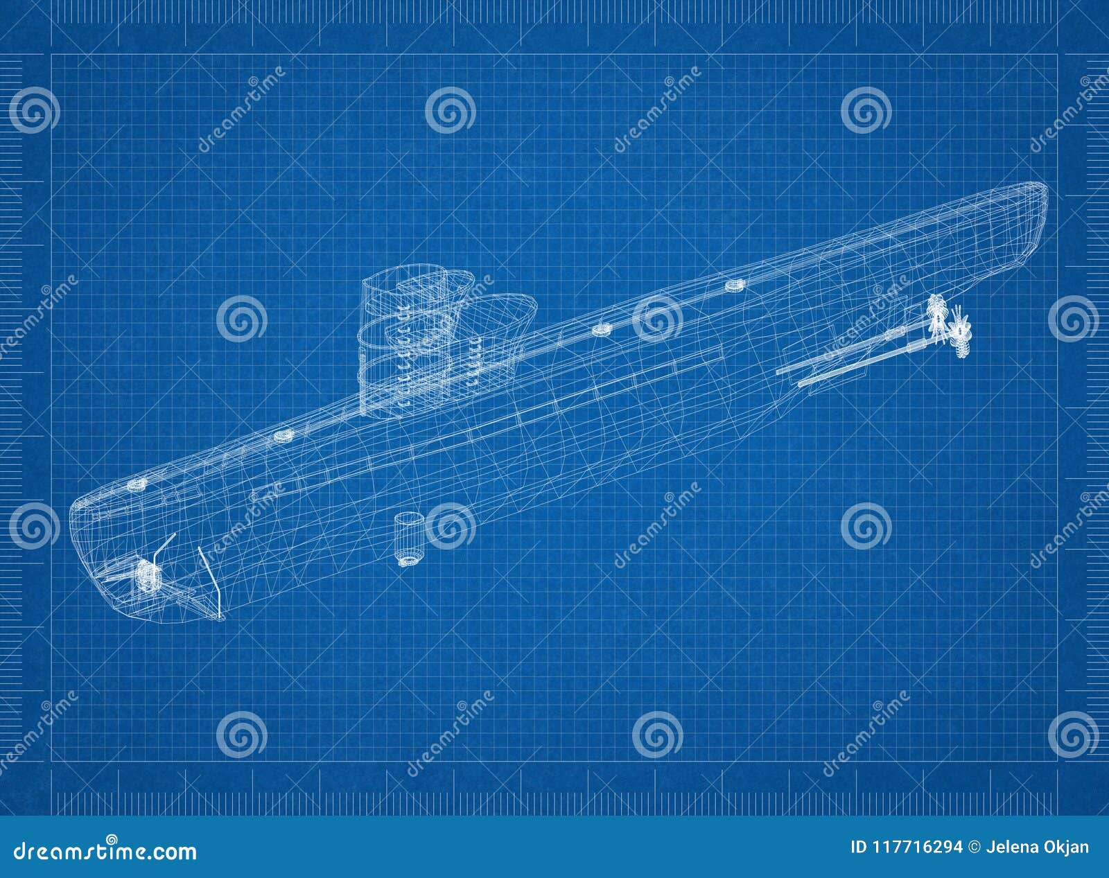 Blueprint Of Submarine. Military Ship. Top, Front And Side View ...