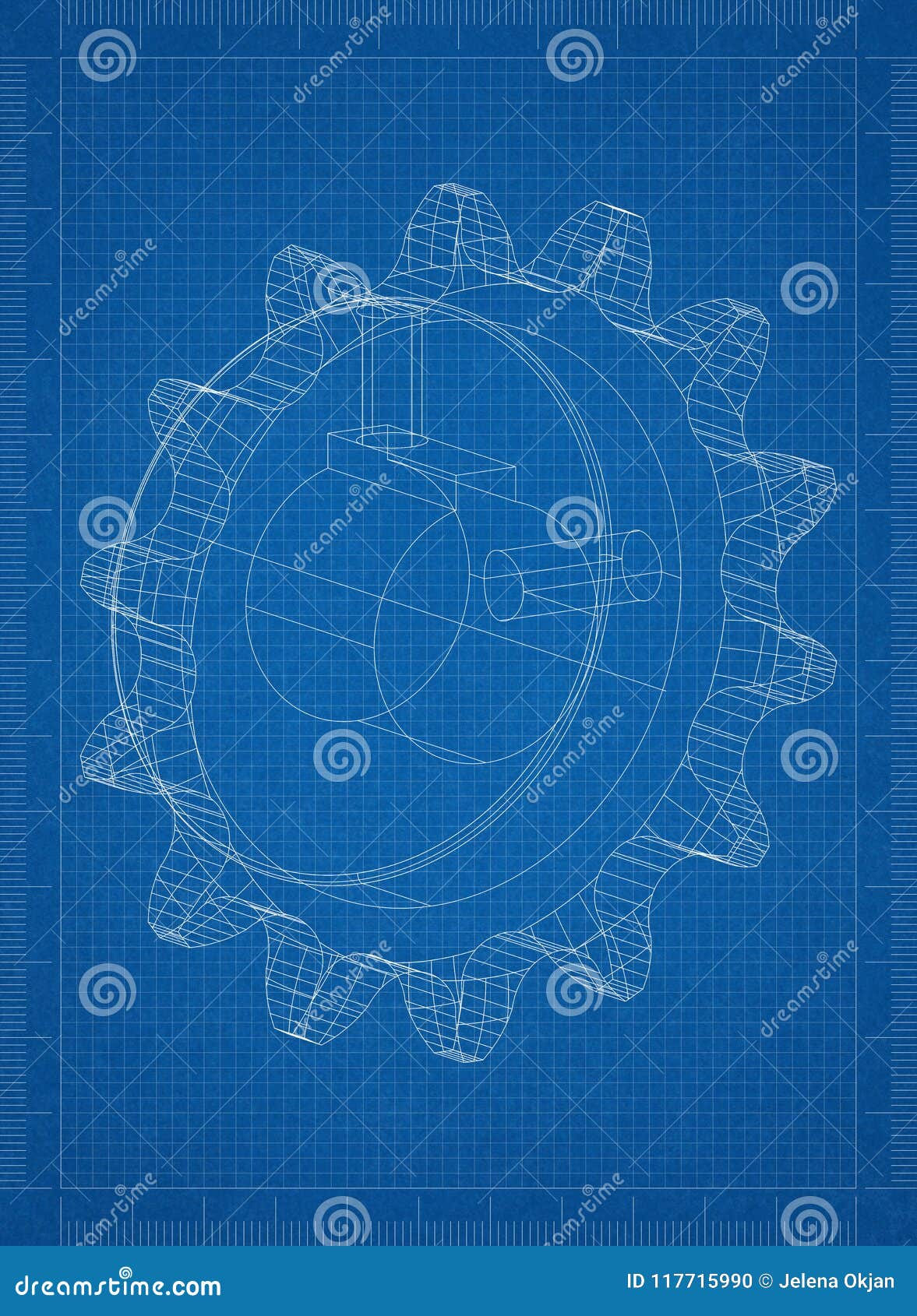 Teeth Sprocket Architect Blueprint Stock Illustration - Illustration of ...