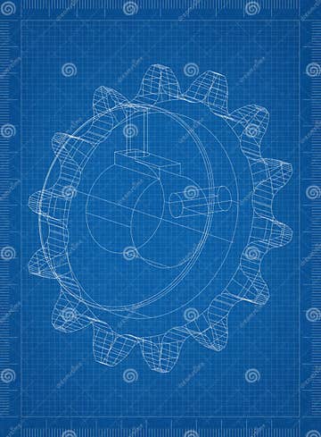 Teeth Sprocket Architect Blueprint Stock Illustration - Illustration of ...