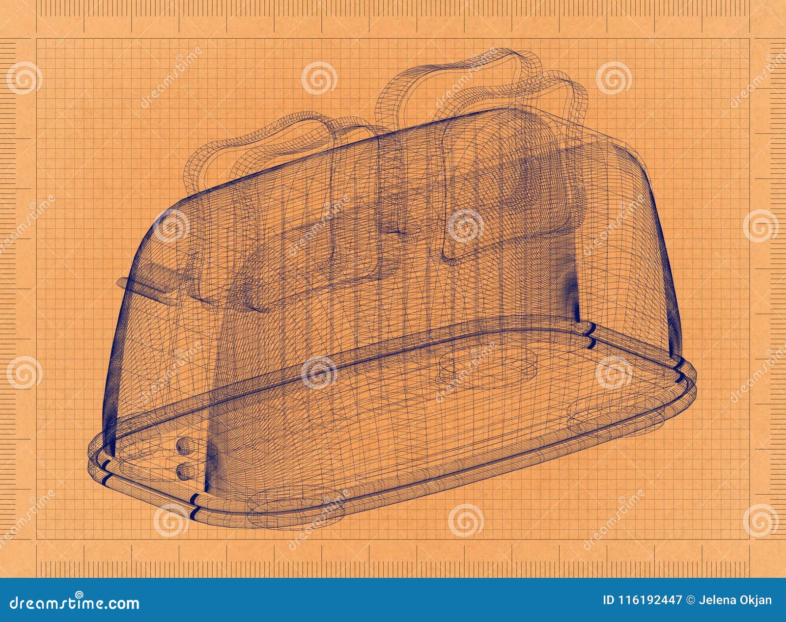 Toaster - Retro Blueprint stock illustration. Illustration of breakfast ...