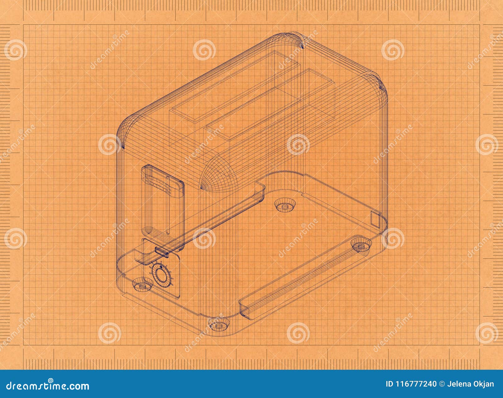 Toaster - Retro Blueprint stock illustration. Illustration of meal ...