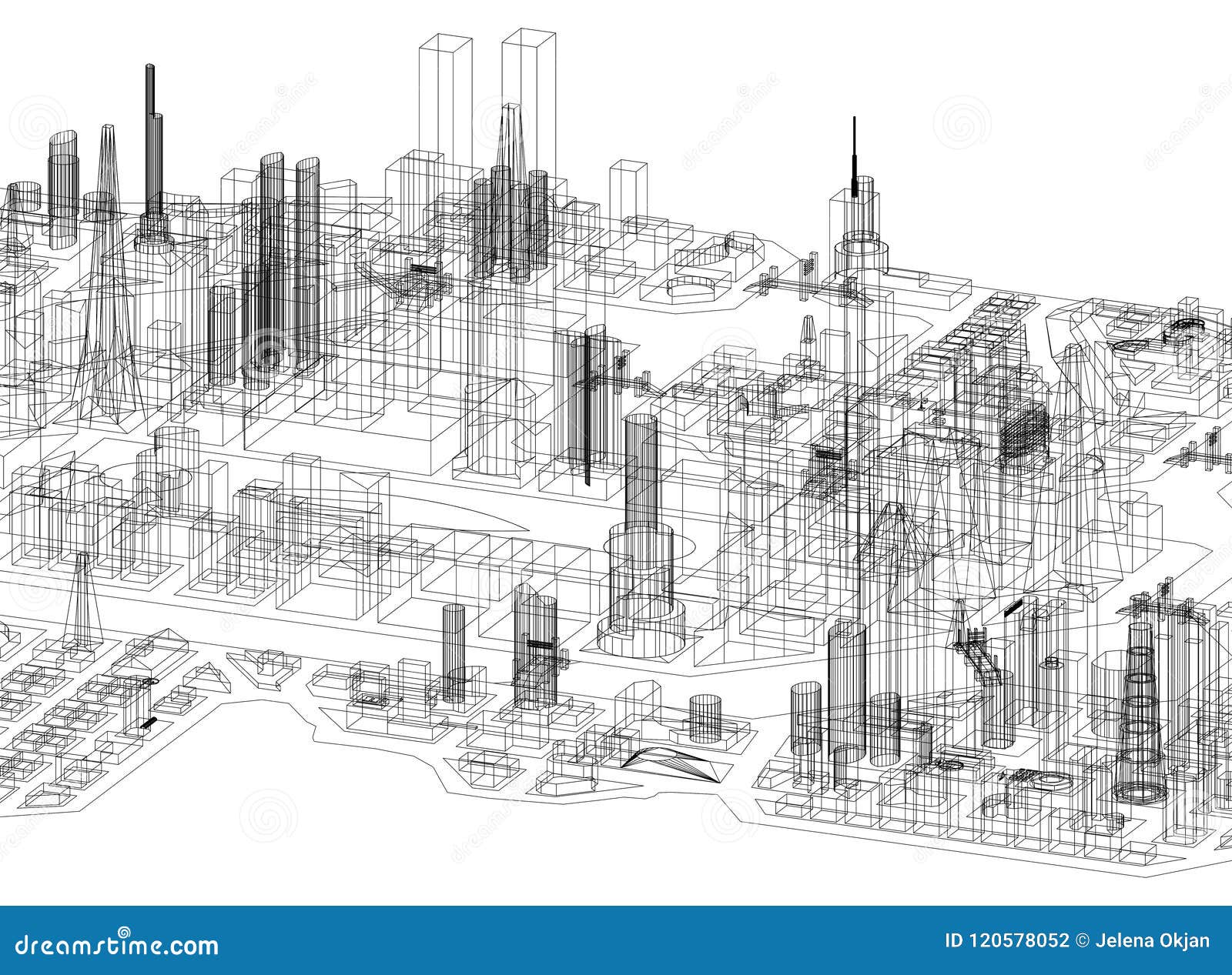 Town Concept Architect Blueprint Stock Illustration - Illustration of ...